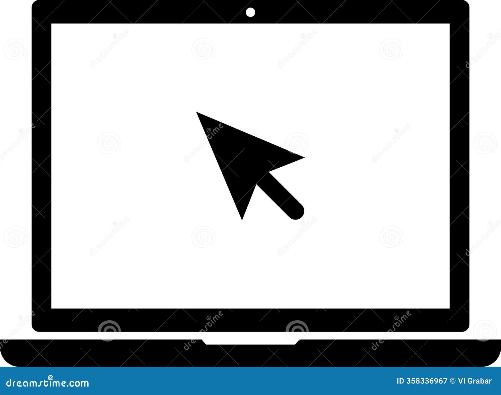 Laptop Click Cursor Black and White Icon. Stock Illustration ...