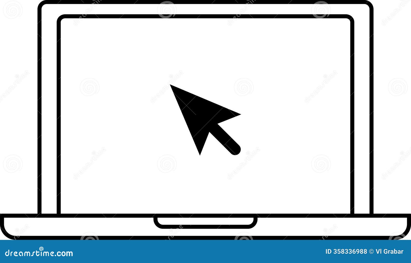 Laptop Click Cursor Black and White Icon. Stock Illustration ...