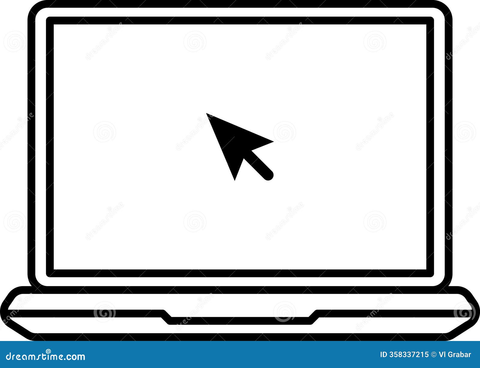 Laptop Click Cursor Black and White Icon. Stock Vector - Illustration ...
