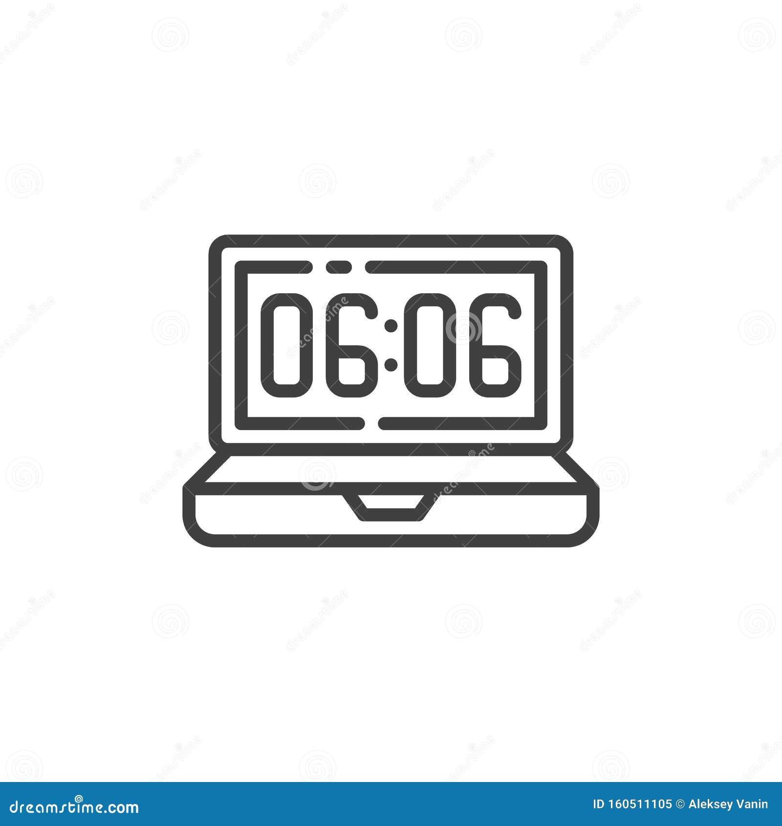 Laptop Clock Time Line Icon Stock Vector - Illustration of outline ...