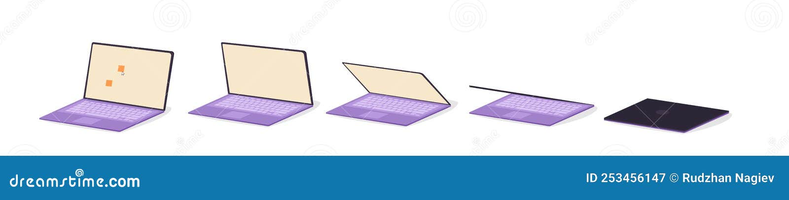 Laptop Closing Animation Elements Stock Illustration - Illustration of ...