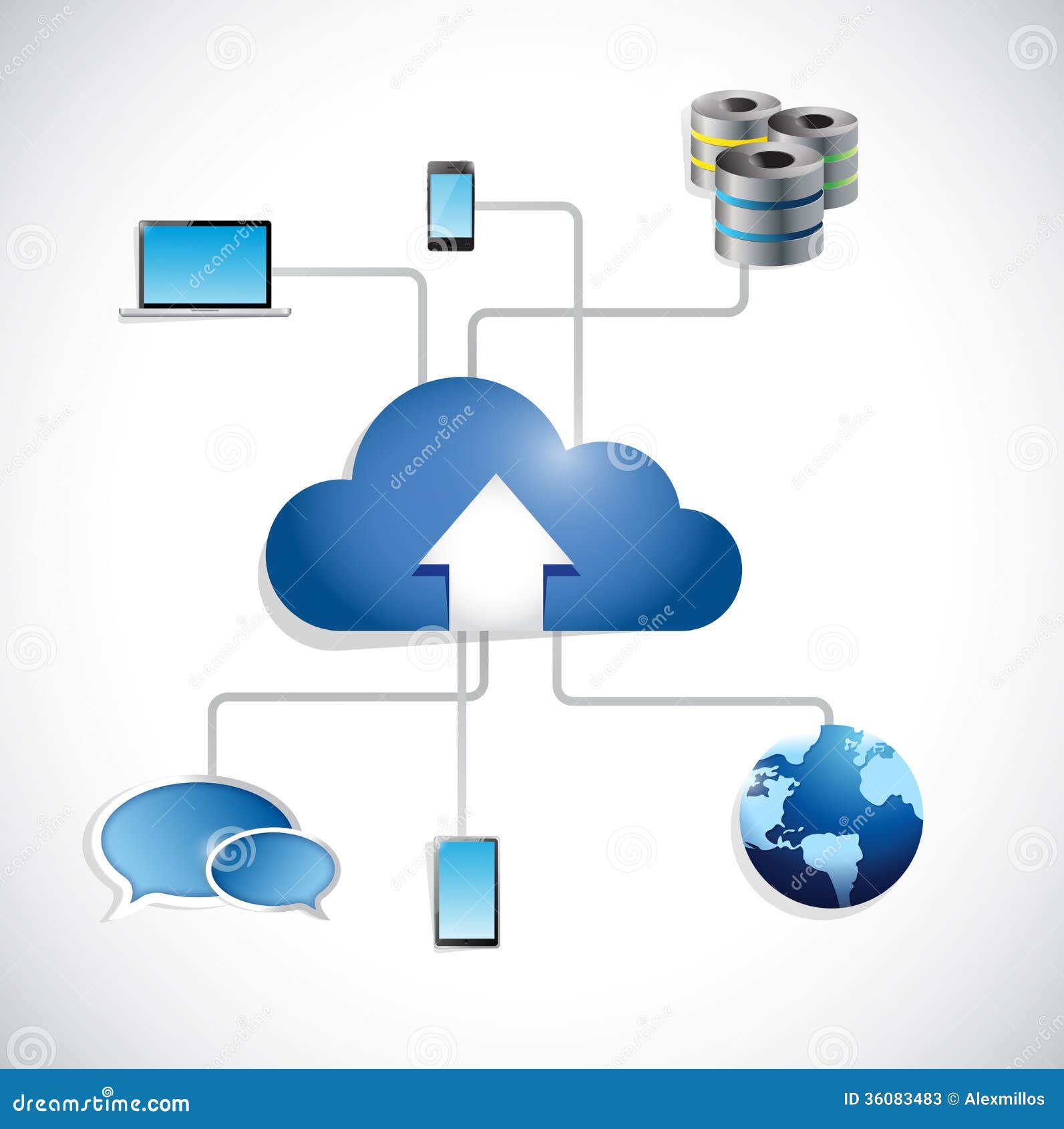 Laptop Cloud Computing Network Storage. Stock Illustration ...