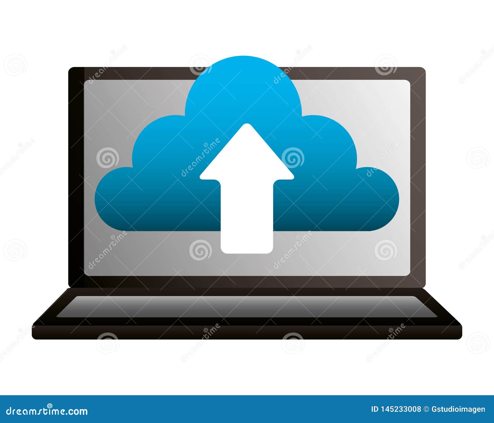 Laptop Cloud Computing Upload Data Stock Vector - Illustration of ...