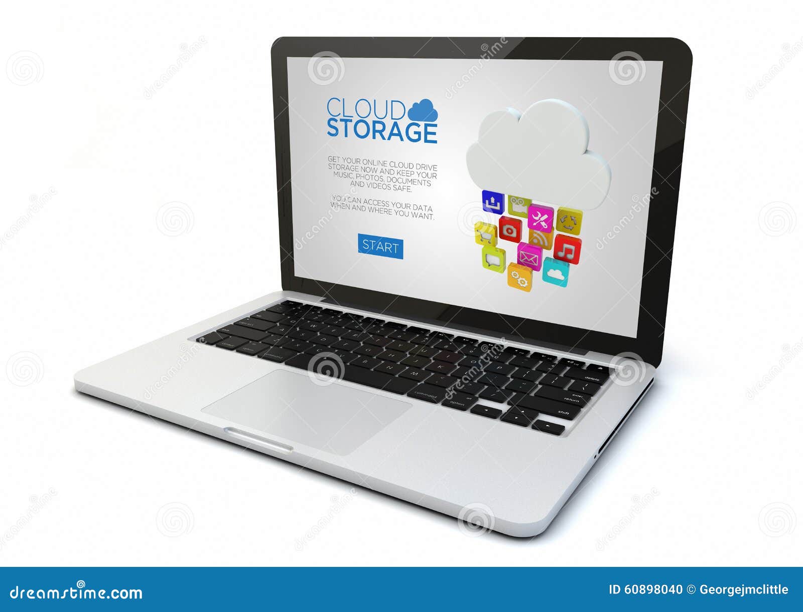 Laptop cloud storage stock photo. Image of background - 60898040