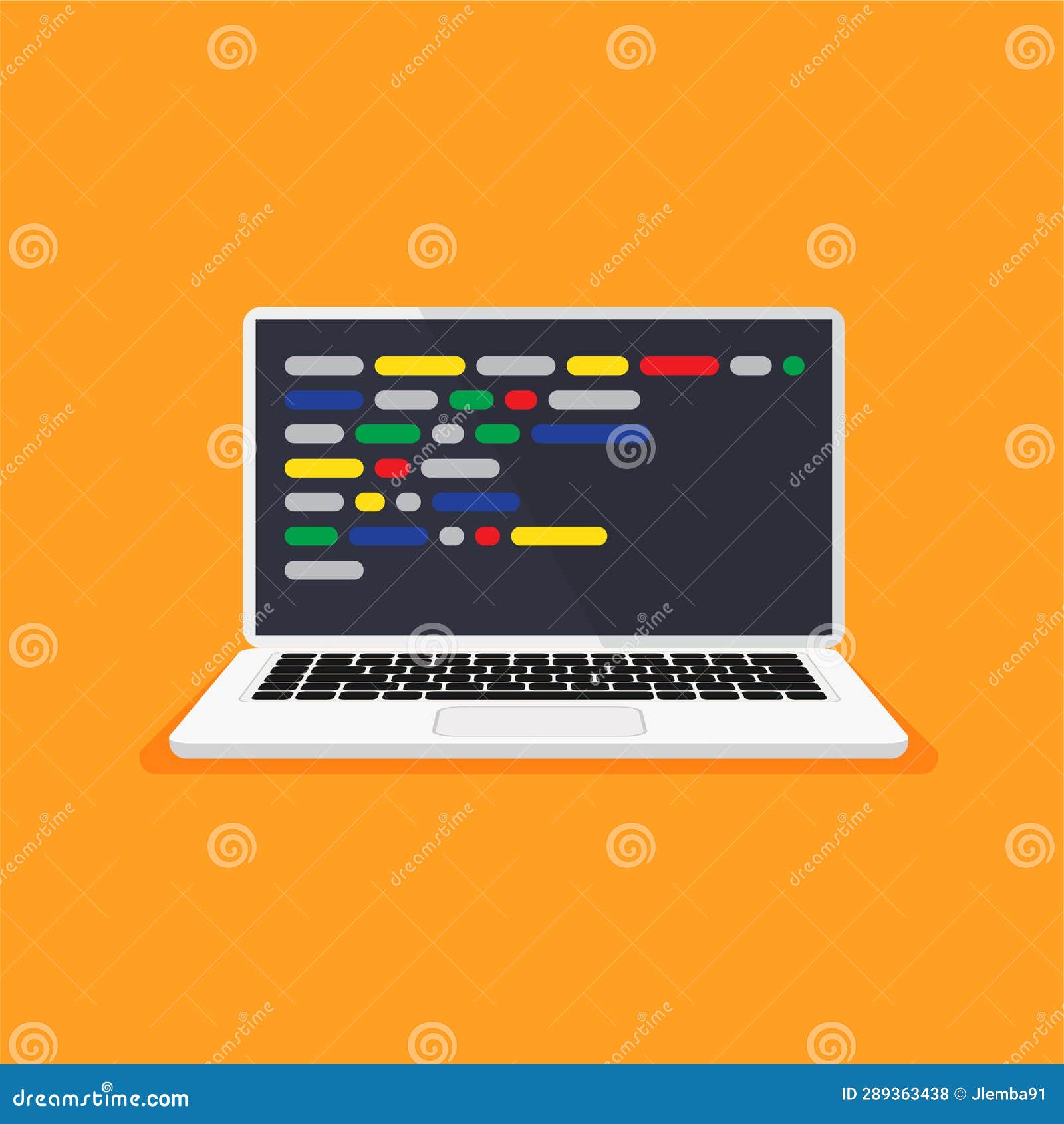 Laptop with Code on a Display. Stock Vector - Illustration of silver ...