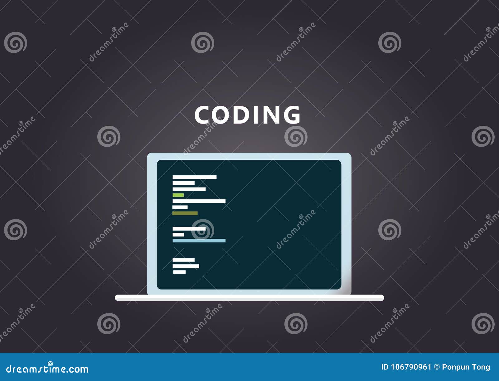 Laptop with Code Lines, on Dark Grey Background Stock Vector ...