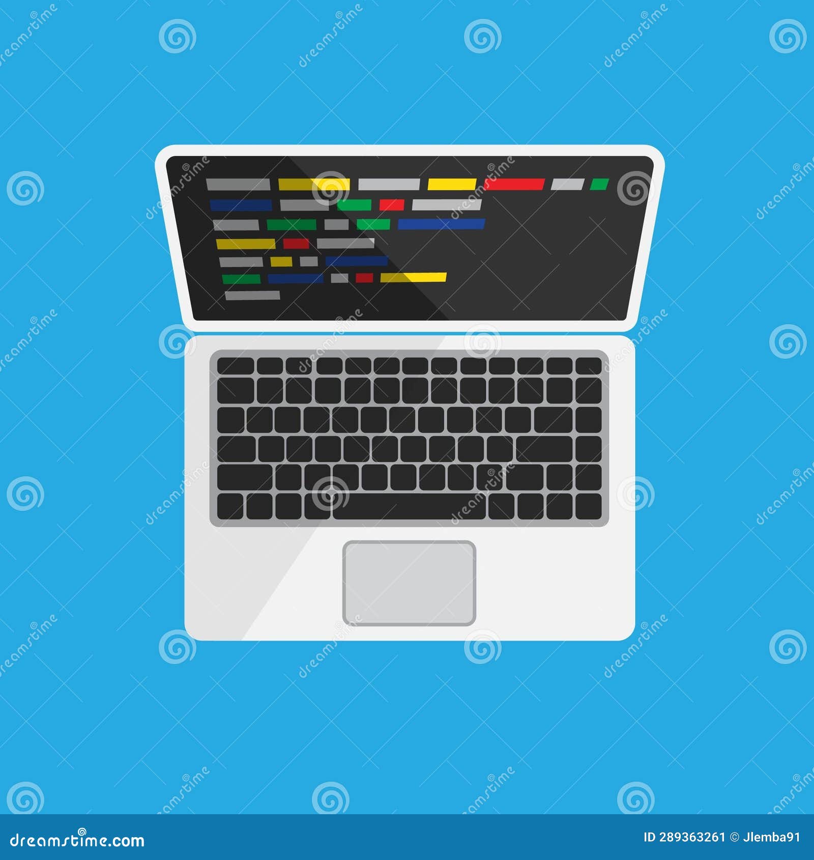 Laptop with Code on the Monitor Screen Top View. Stock Vector ... Laptop with Code on the Monitor Screen Top View. Stock Vector ...