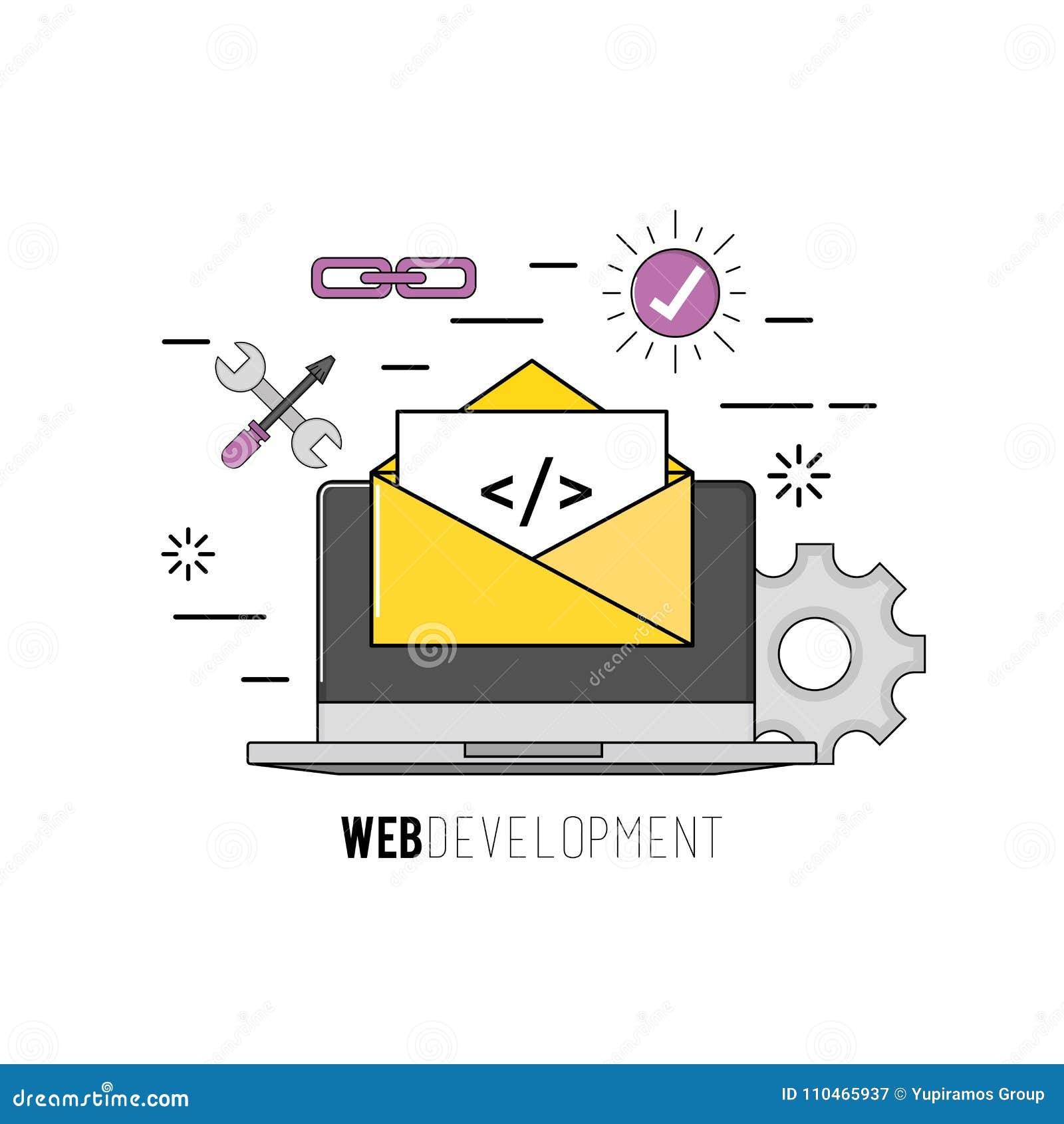 Laptop With Code Programing Software Data Stock Vector Illustration Of Professional Coder