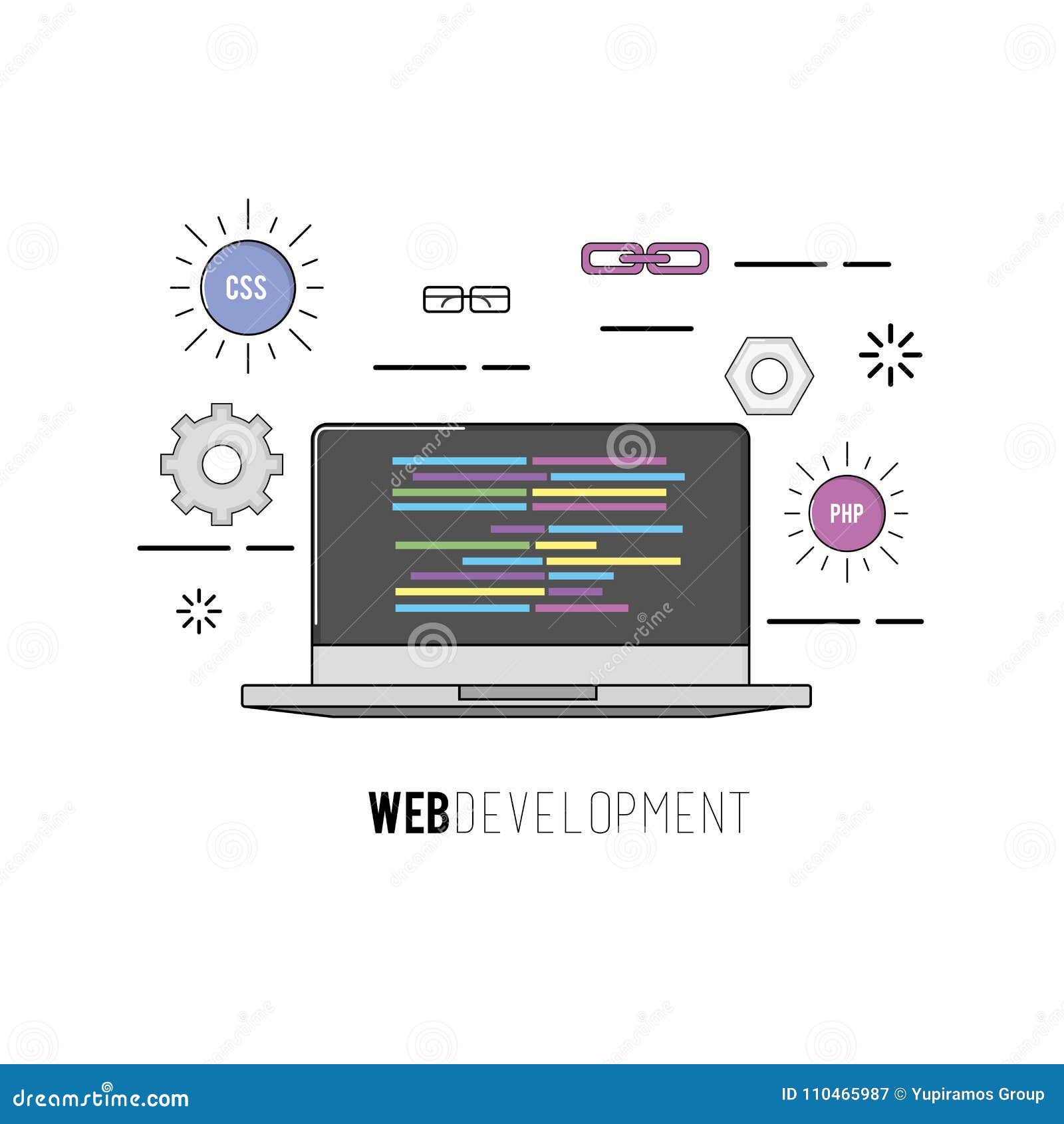 Laptop with Code Programing Software Data Stock Vector - Illustration ...