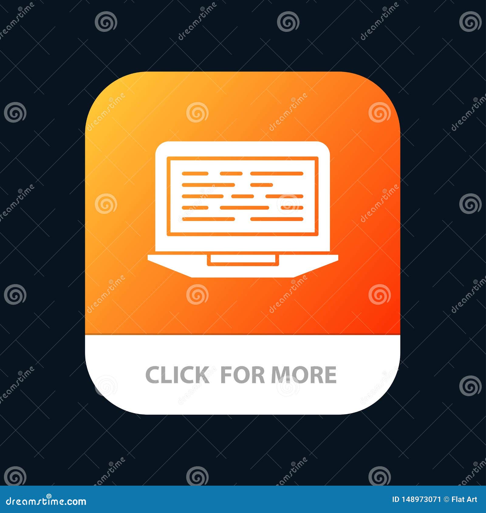 Laptop Coding Code Screen Computer Mobile App Button Android And Ios Glyph Version Stock
