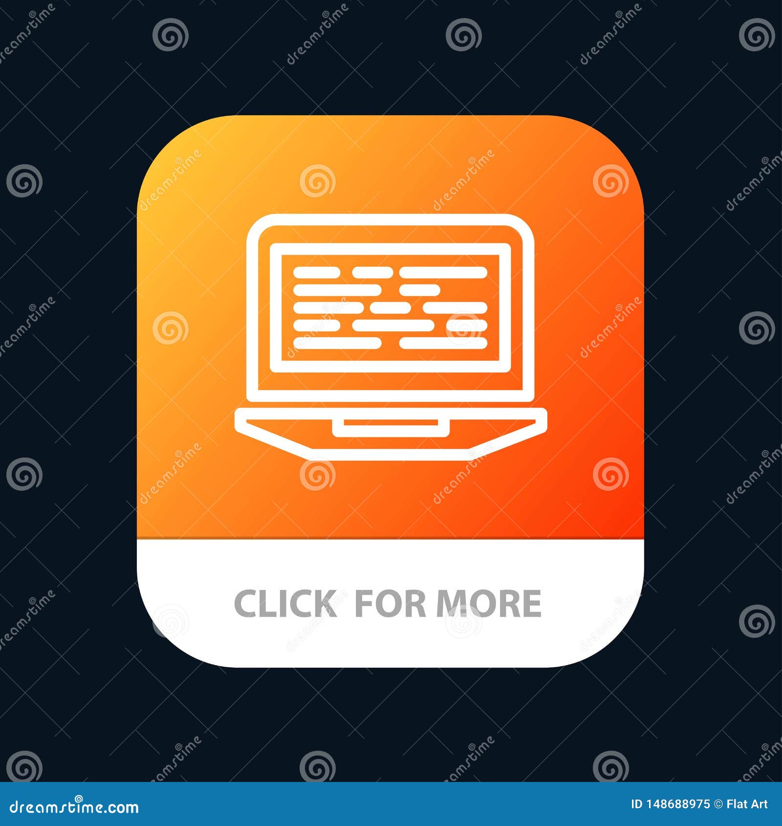Laptop Coding Code Screen Computer Mobile App Button Android And Ios Line Version Stock