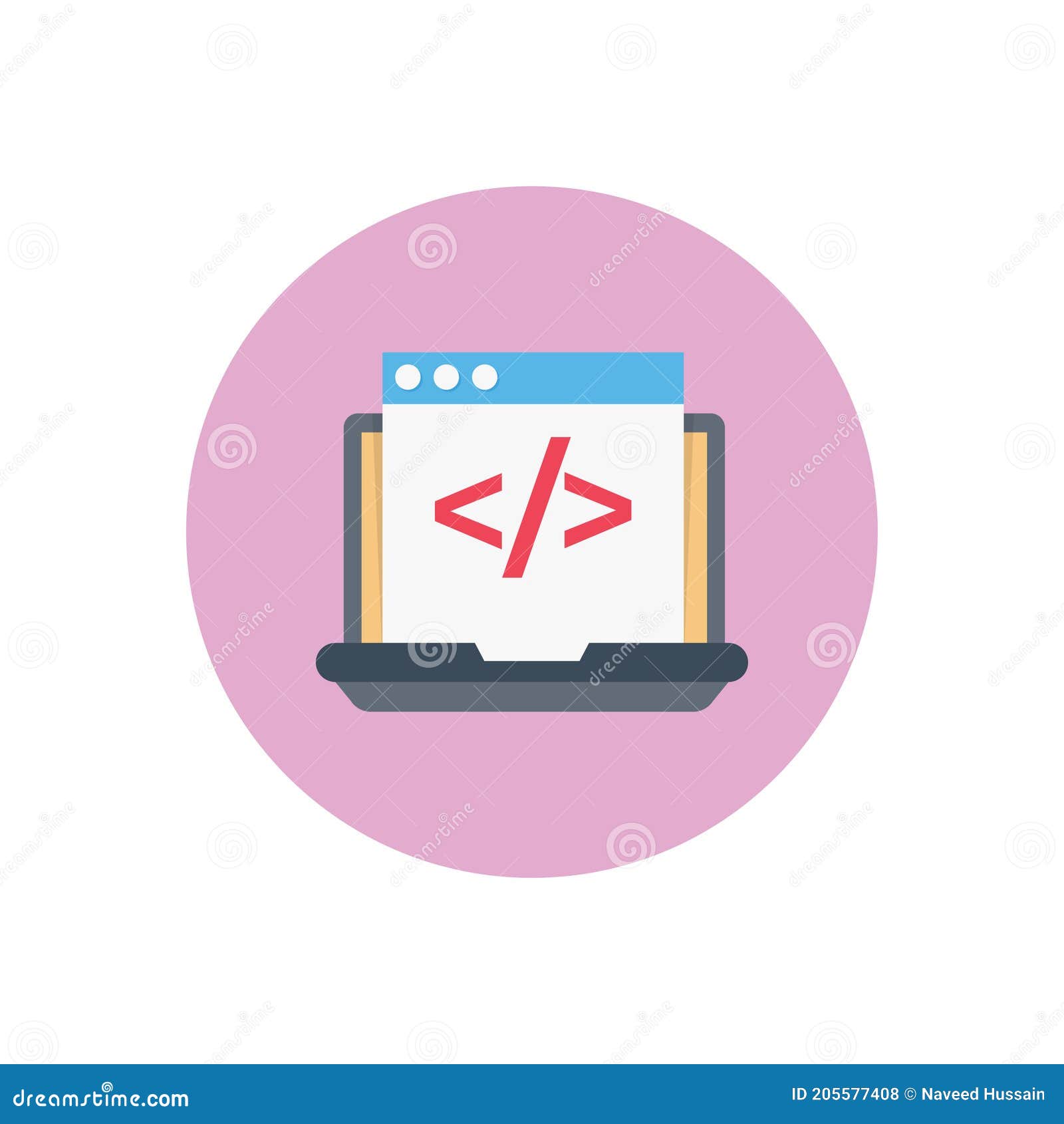 Laptop Coding Vector Flat Colour Icon Stock Vector - Illustration of ...