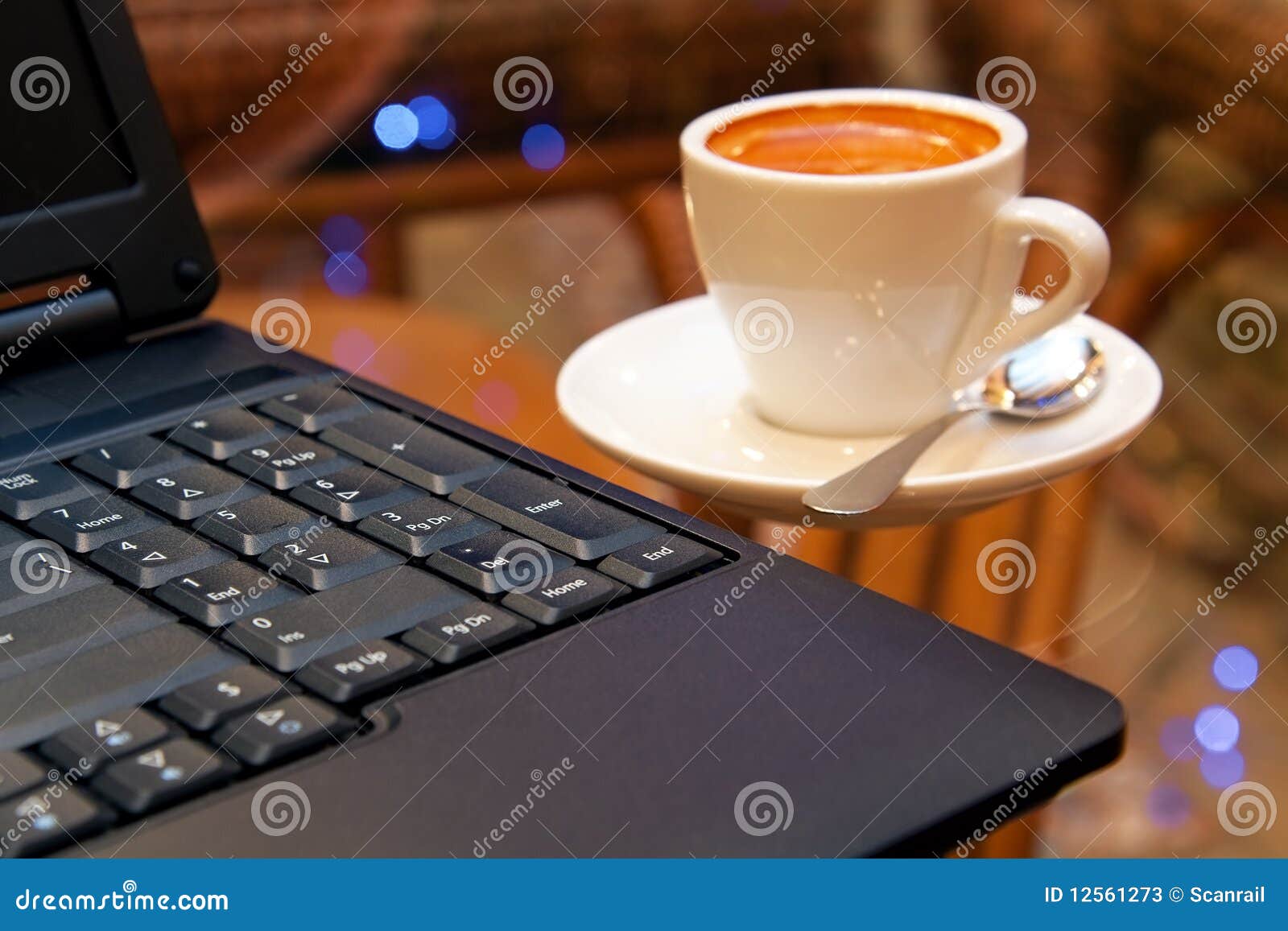 Laptop and coffee stock image. Image of enter, indoor - 12561273