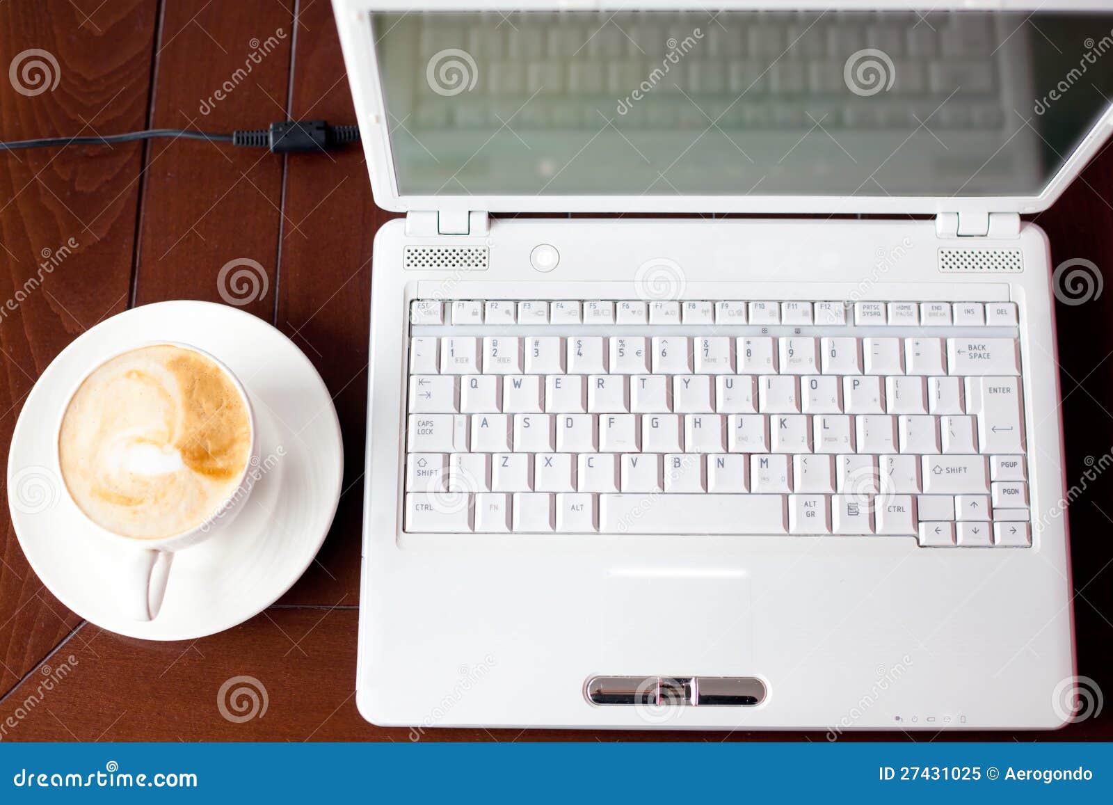 Laptop and coffee stock image. Image of foam, keyboard - 27431025
