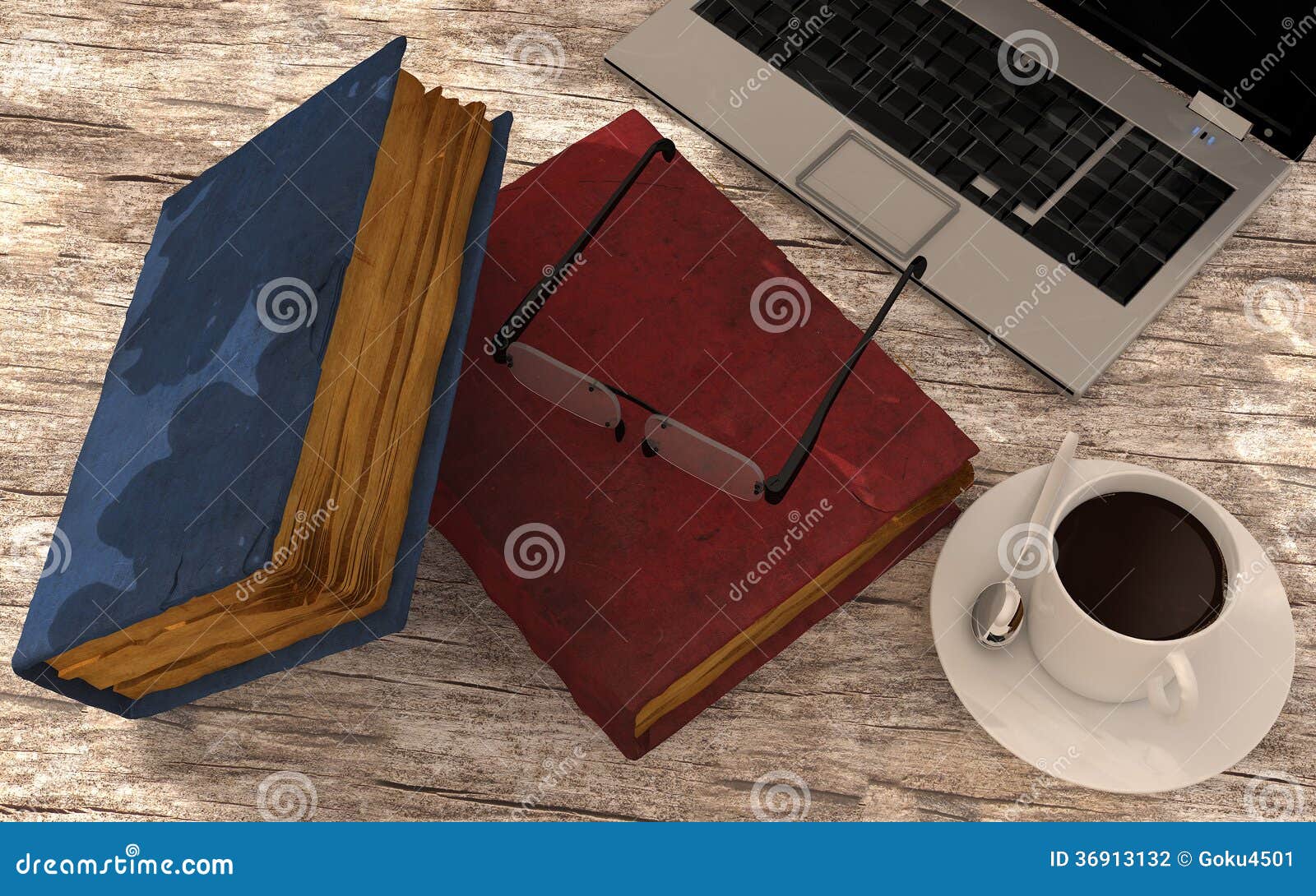 Laptop Coffee Book on Floor Stock Illustration - Illustration of ...