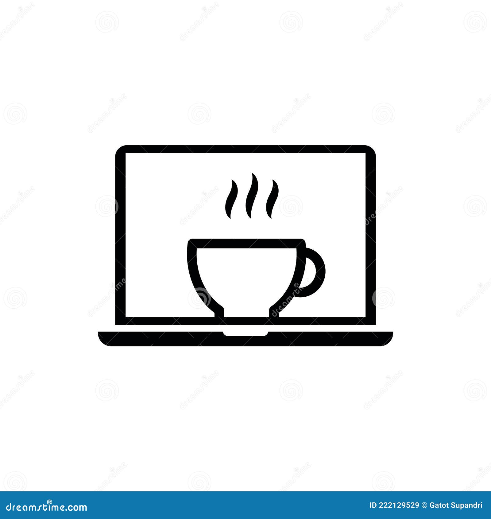 Laptop and Coffee Logo Vector Design Template Stock Vector ...