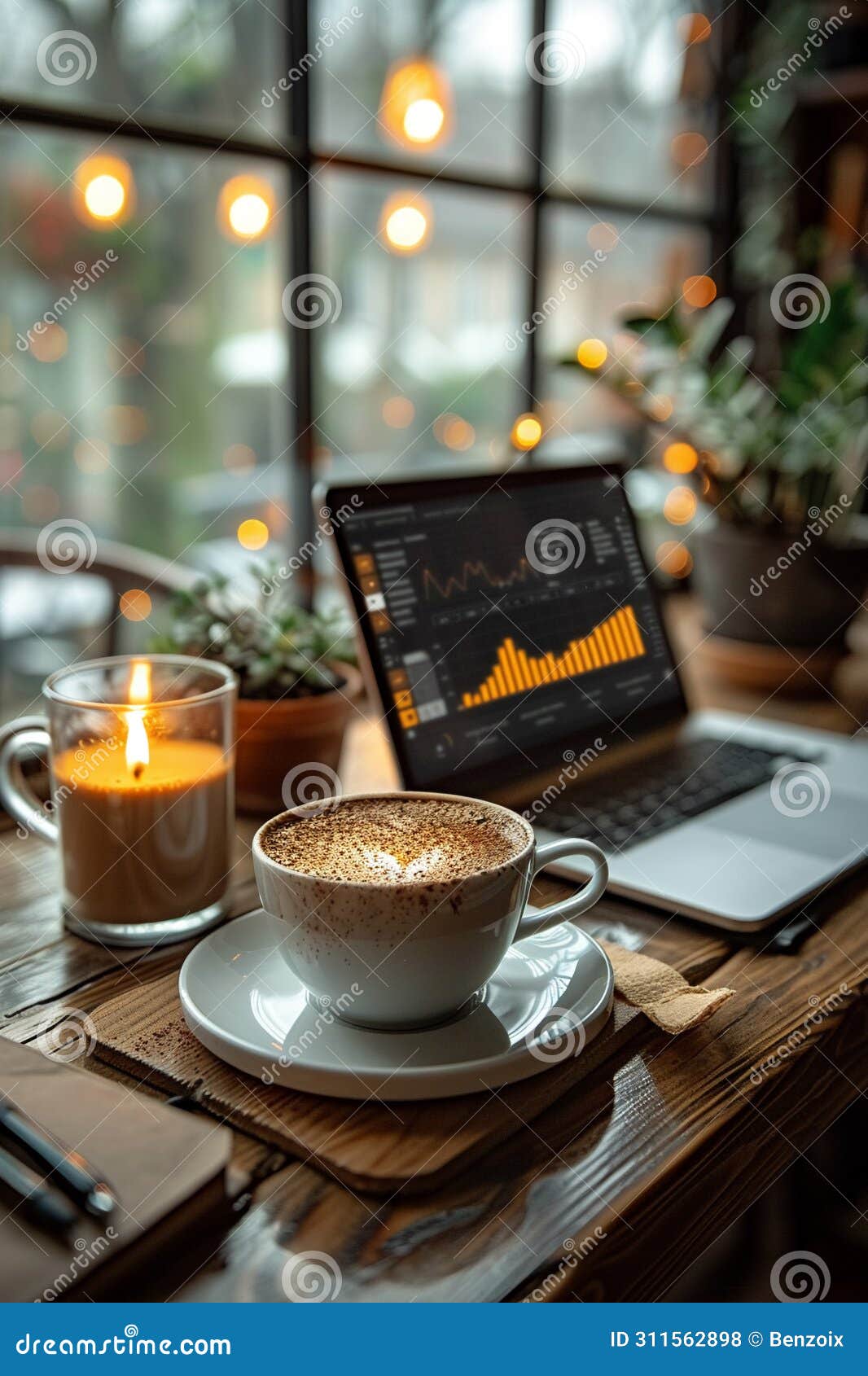 Laptop, Coffee, Notepad on Minimalist Desk Setup, Representing Remote Work Stock Photo - Image ...