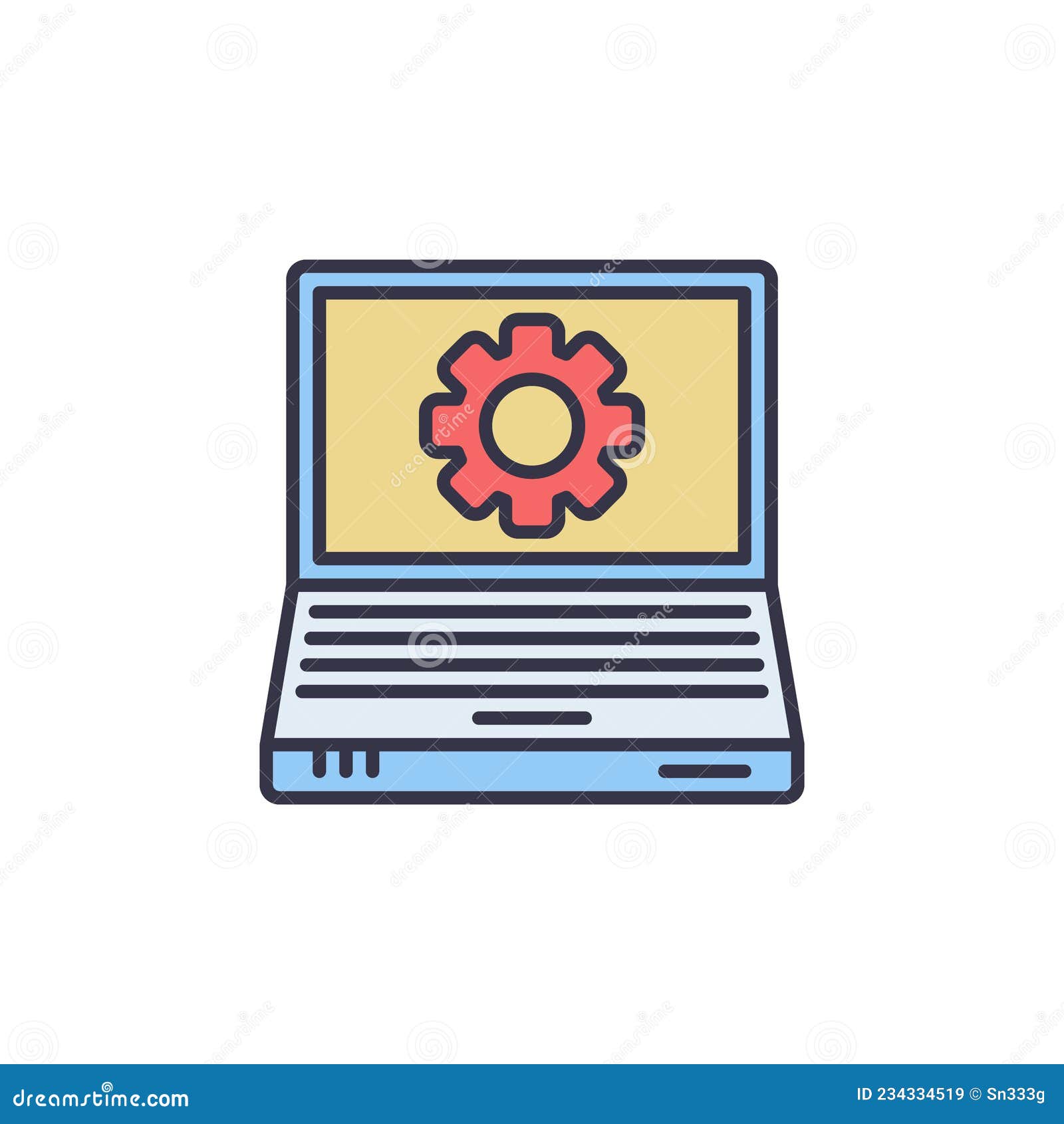 Laptop with Cog Wheel Vector Settings Creative Icon Stock Vector ...