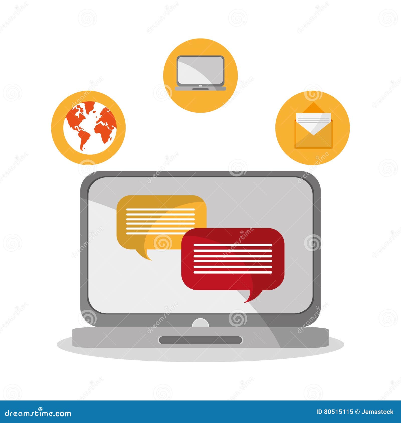 Laptop and Communication Design Stock Vector - Illustration of bubble ...