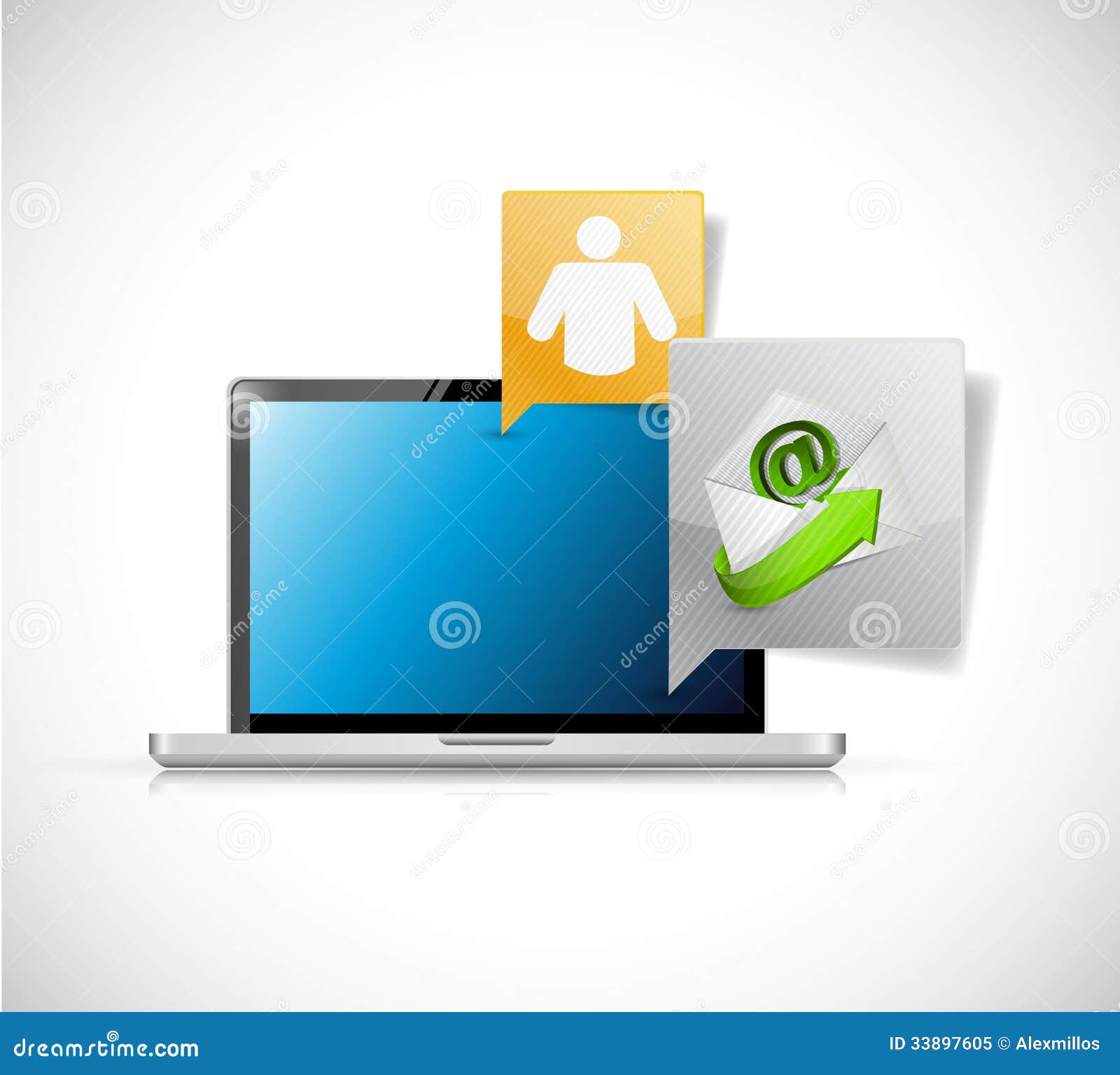 Laptop Communication Message Concept Stock Illustration - Illustration ...