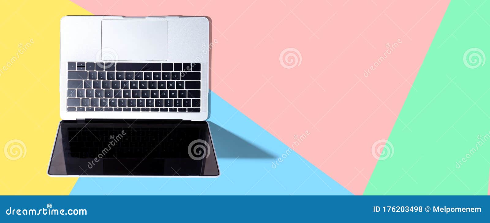 Laptop computer from above stock photo. Image of table - 176203498