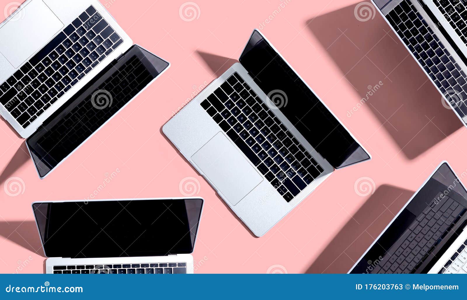 Laptop computer from above stock image. Image of abstract - 176203763