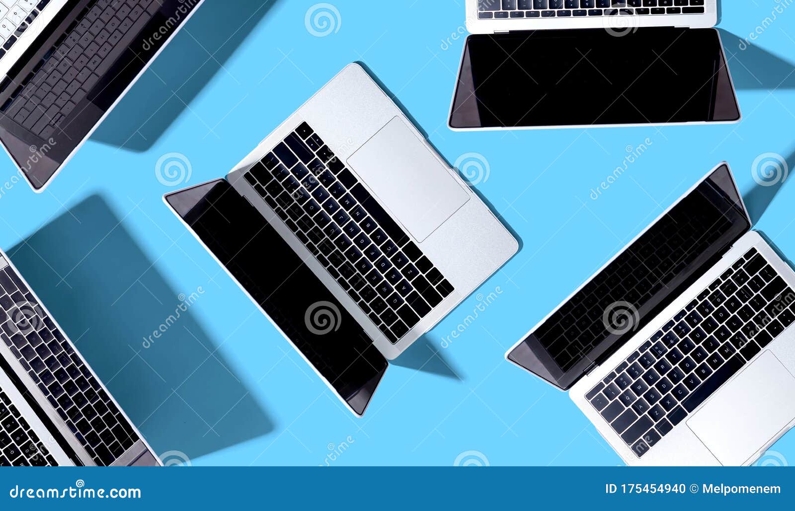 Laptop computer from above stock photo. Image of tech - 175454940