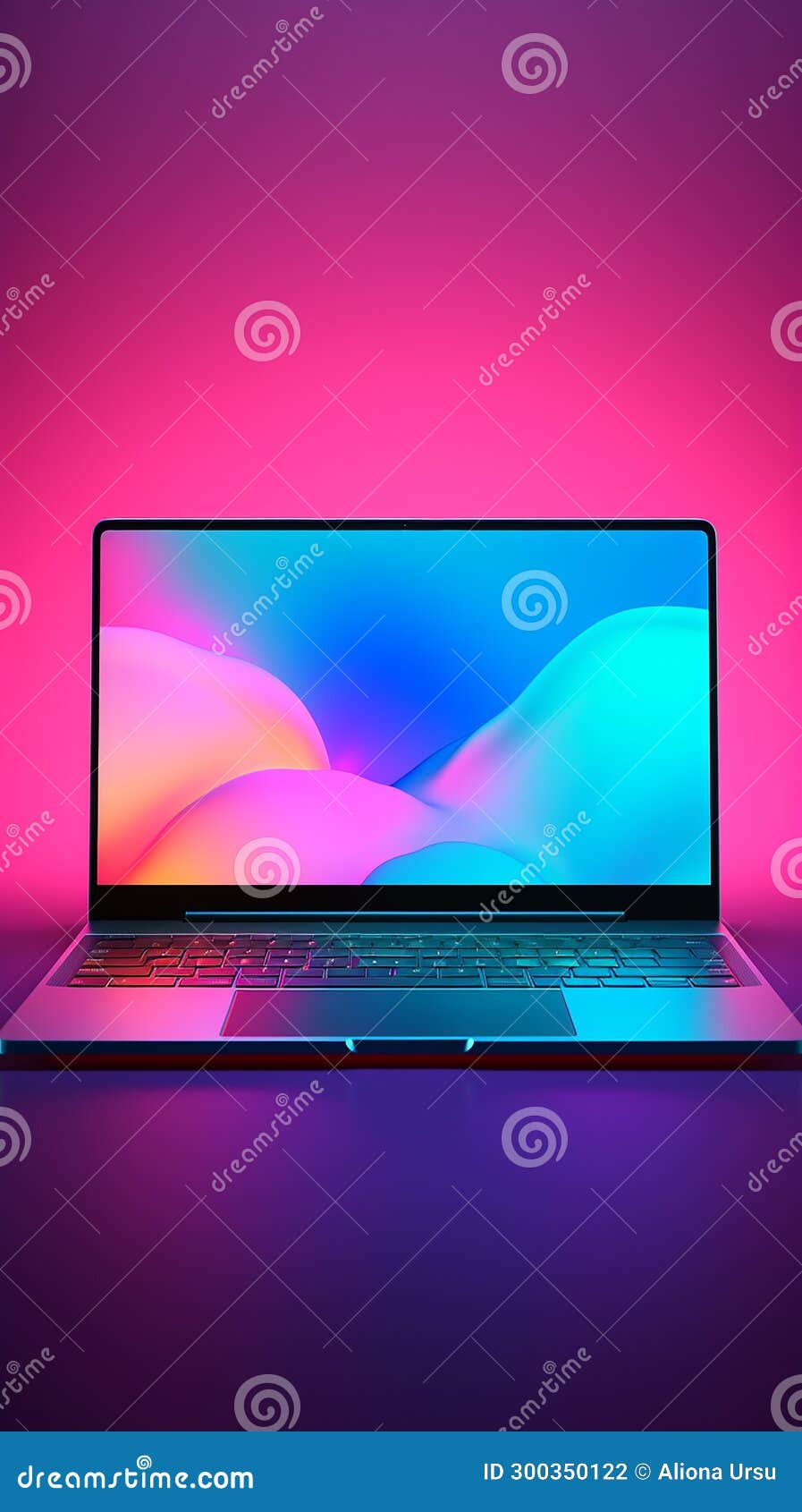 Laptop Computer with Abstract Colorful Background. Stock Illustration ...