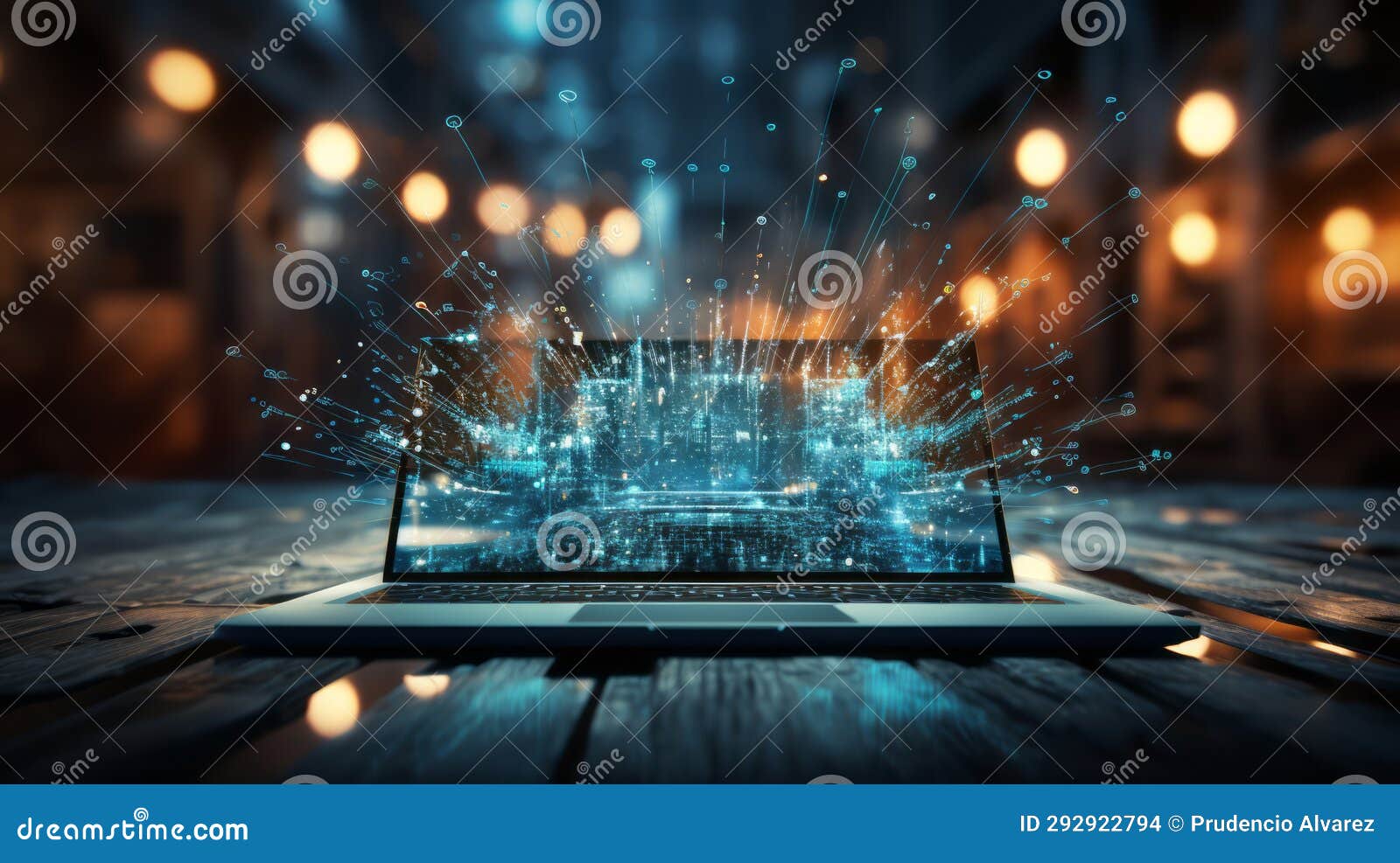 Laptop or Computer with Abstract Technology Stock Illustration ...