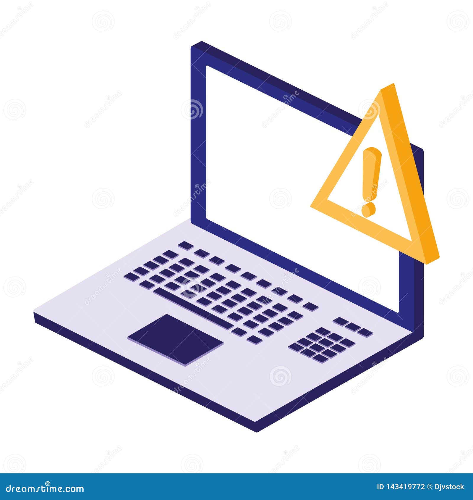 Laptop Computer with Alert Symbol Stock Illustration - Illustration of ...