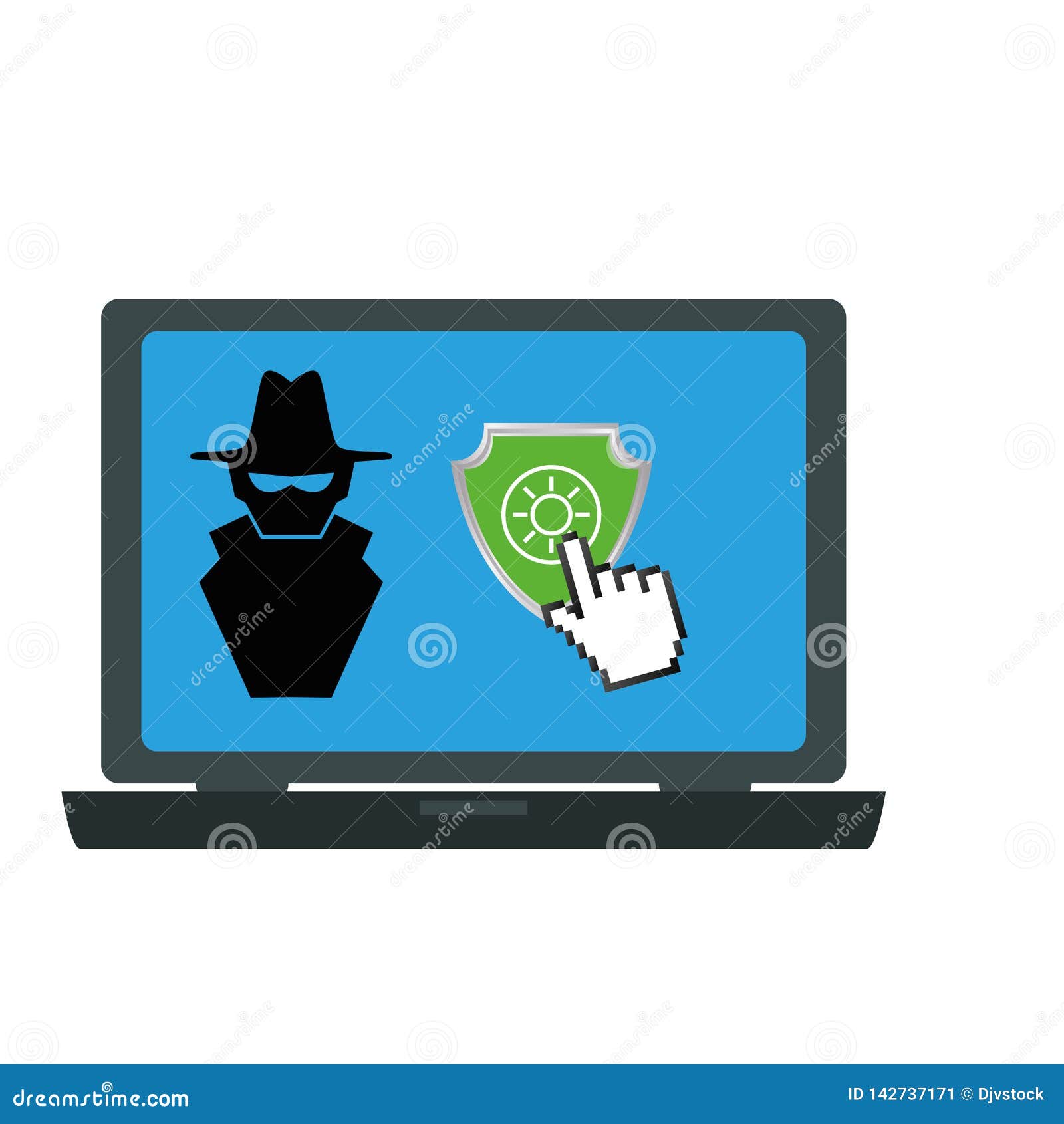 Laptop Computer with Anti Spy Secure Stock Vector - Illustration of ...