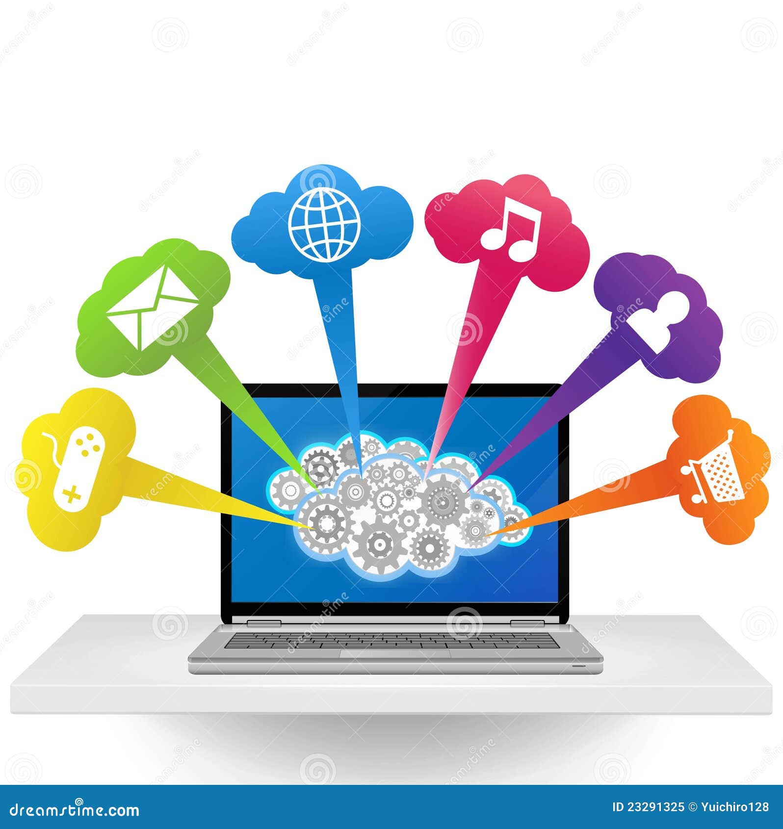 Laptop Computer with Applications Stock Illustration - Illustration of ...