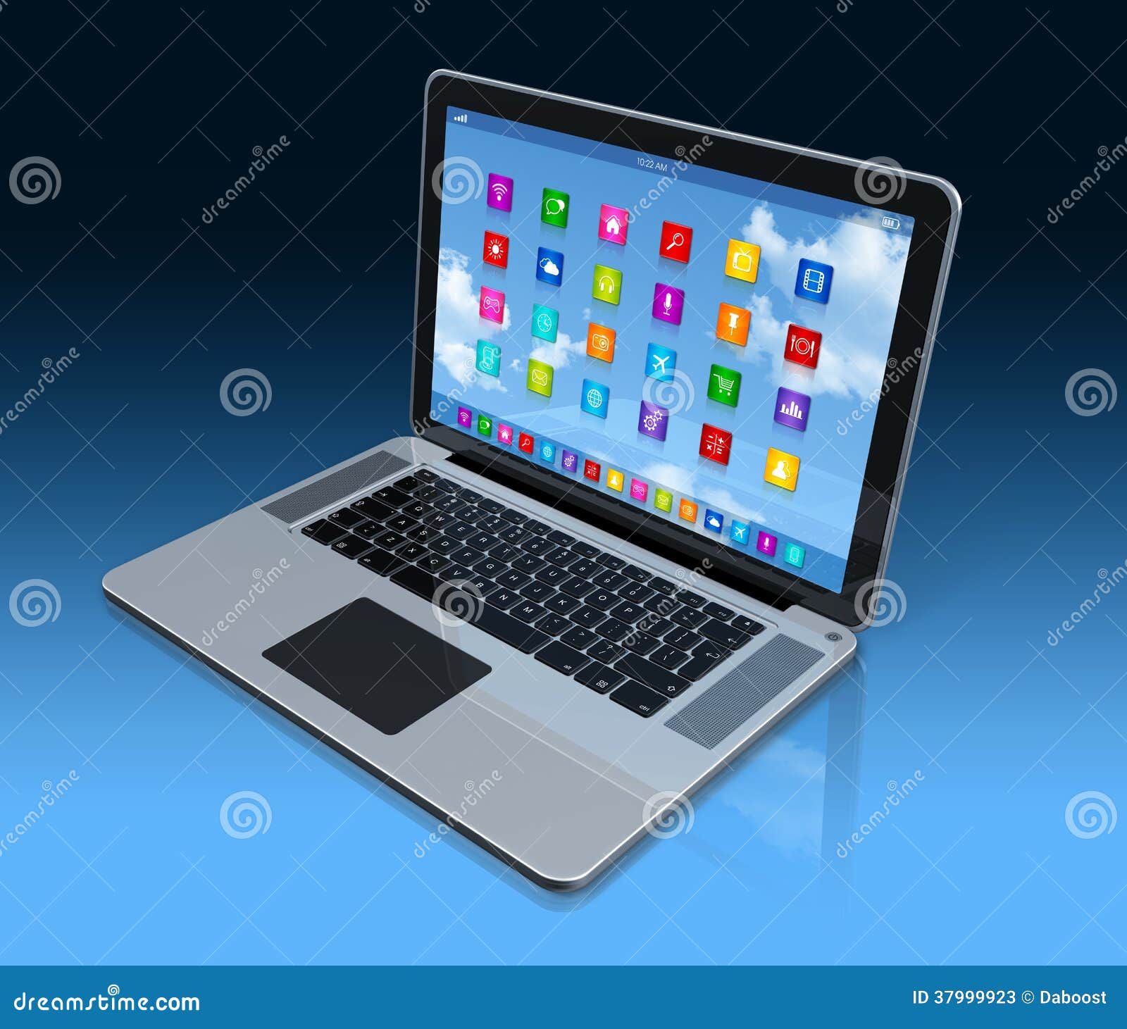 Laptop Computer - Apps Icons Interface Stock Illustration ...