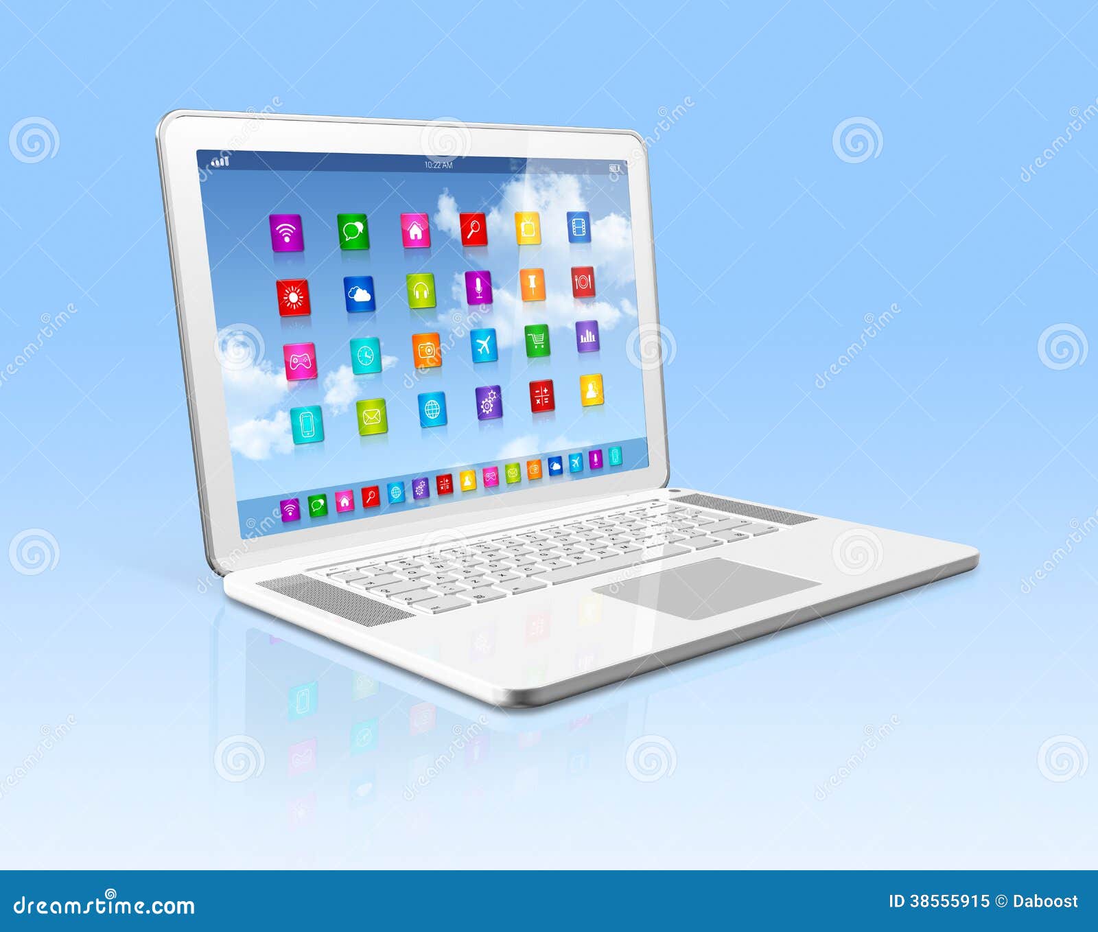 Laptop Computer - Apps Icons Interface Stock Illustration ...