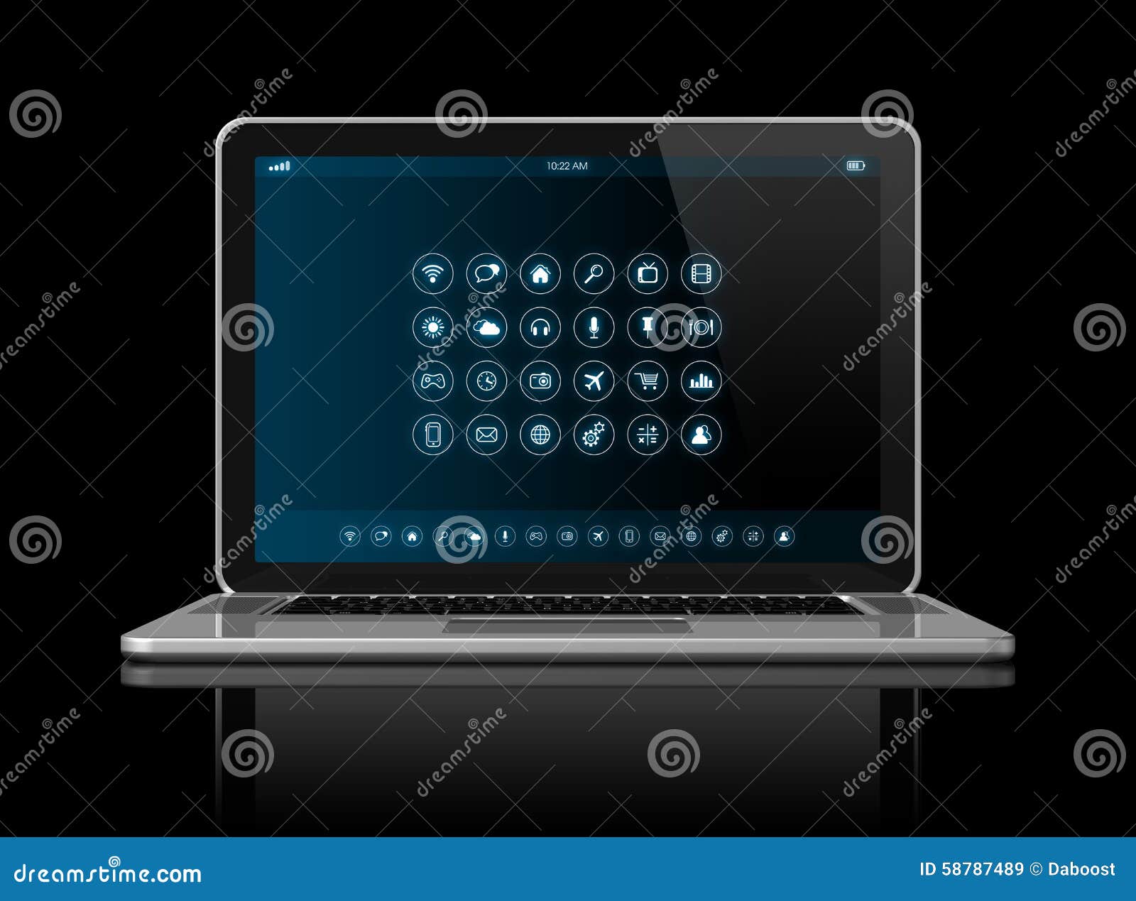 Laptop Computer - Apps Icons Interface Stock Illustration ...