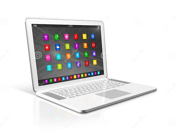 Laptop Computer - Apps Icons Interface Stock Illustration ...