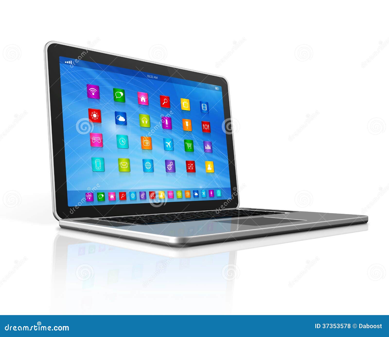 Laptop Computer - Apps Icons Interface Stock Illustration ...