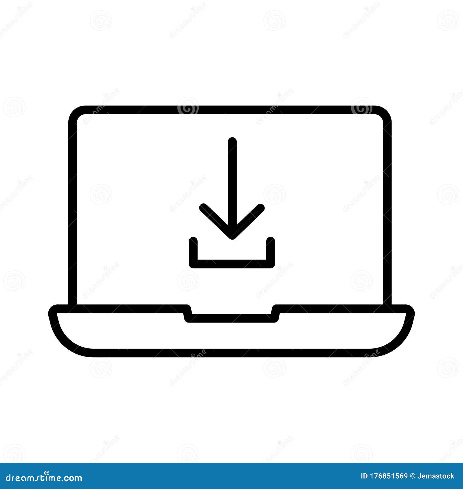 Laptop Computer with Arrow Download Line Style Icon Stock Vector ...