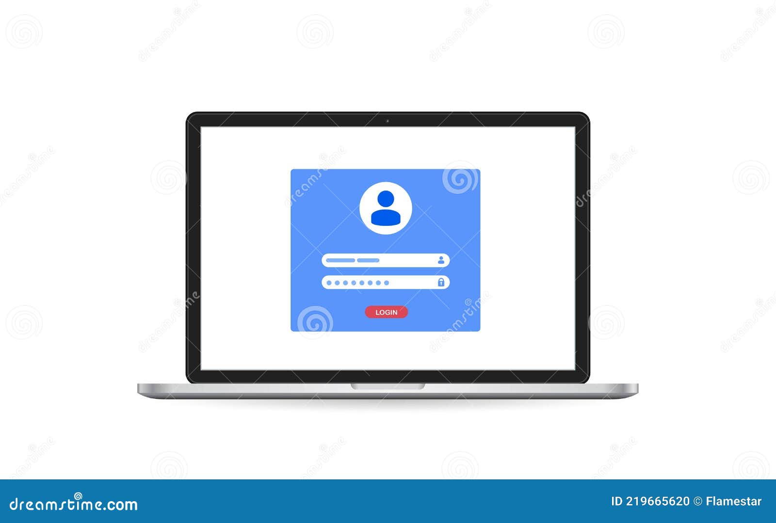 Laptop Computer with Authorization on the Screen, Login and Password of ...