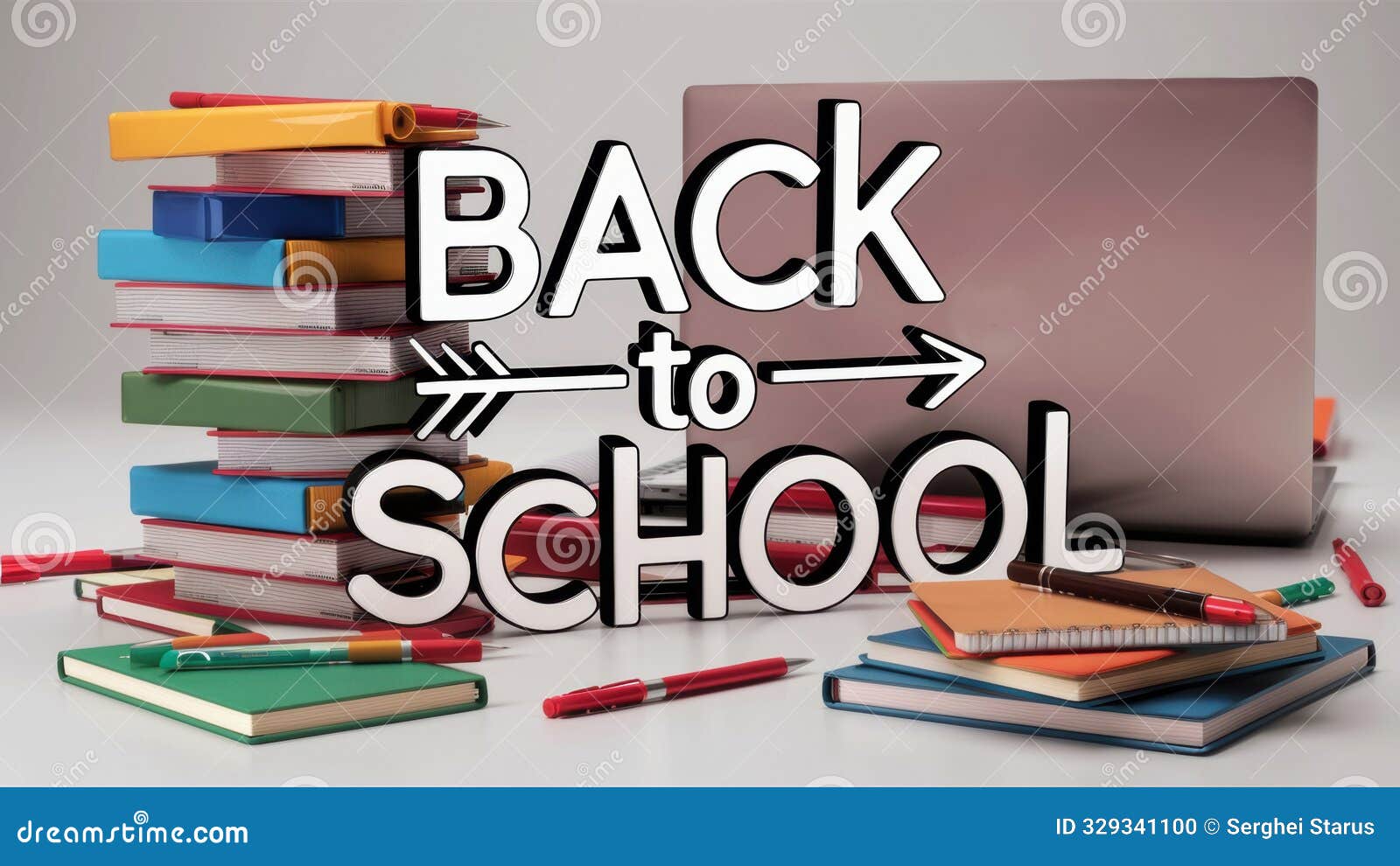 A Laptop Computer with a Back To School Sign and Books, AI Stock Photo ...