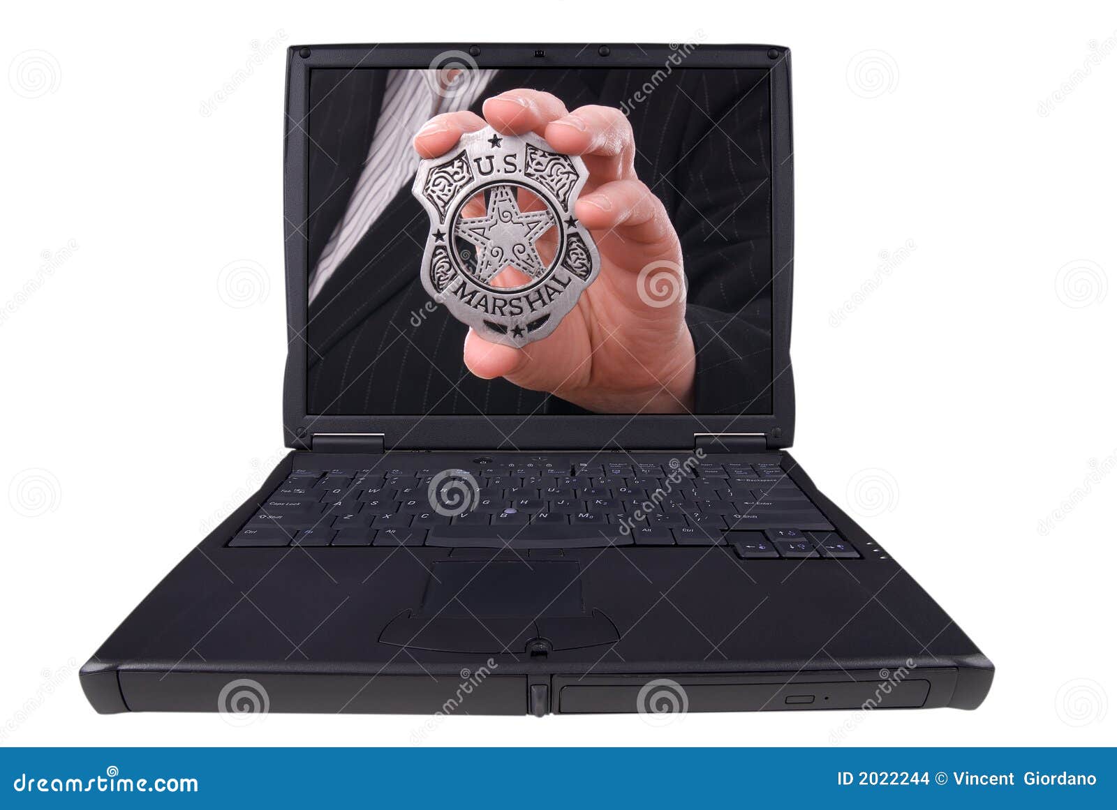Laptop computer with badge stock photo. Image of business - 2022244