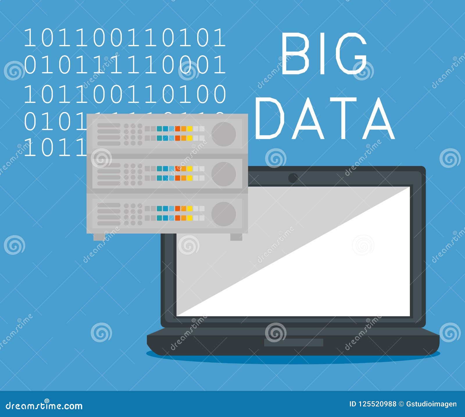 Laptop Computer with Big Data Icons Stock Vector - Illustration of ...