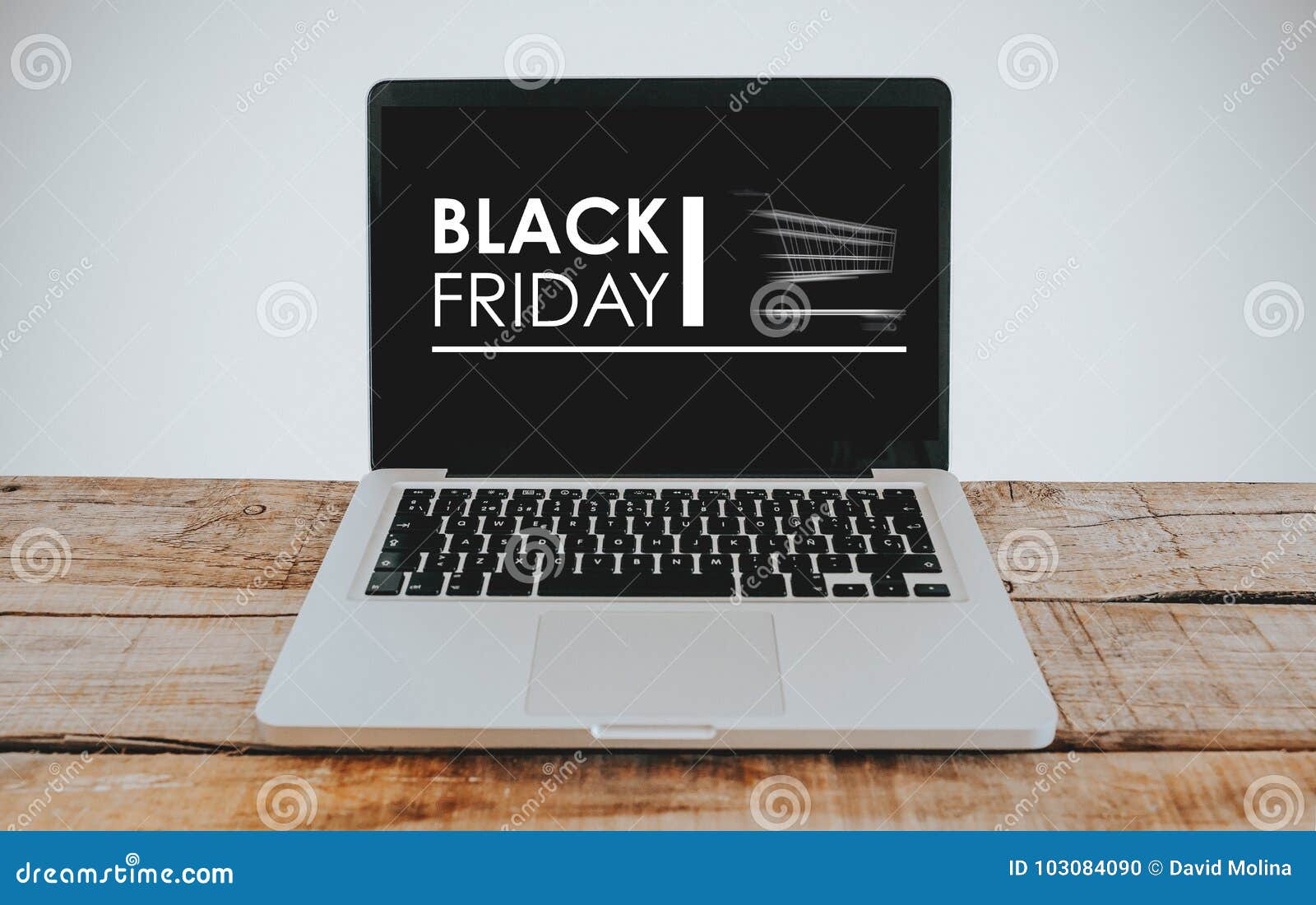 Laptop Computer with Black Friday Banner in the Screen. Stock Photo ...