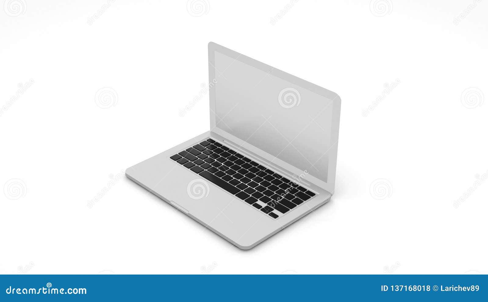 Laptop Computer, Black and White 3D Illustration Stock Illustration ...