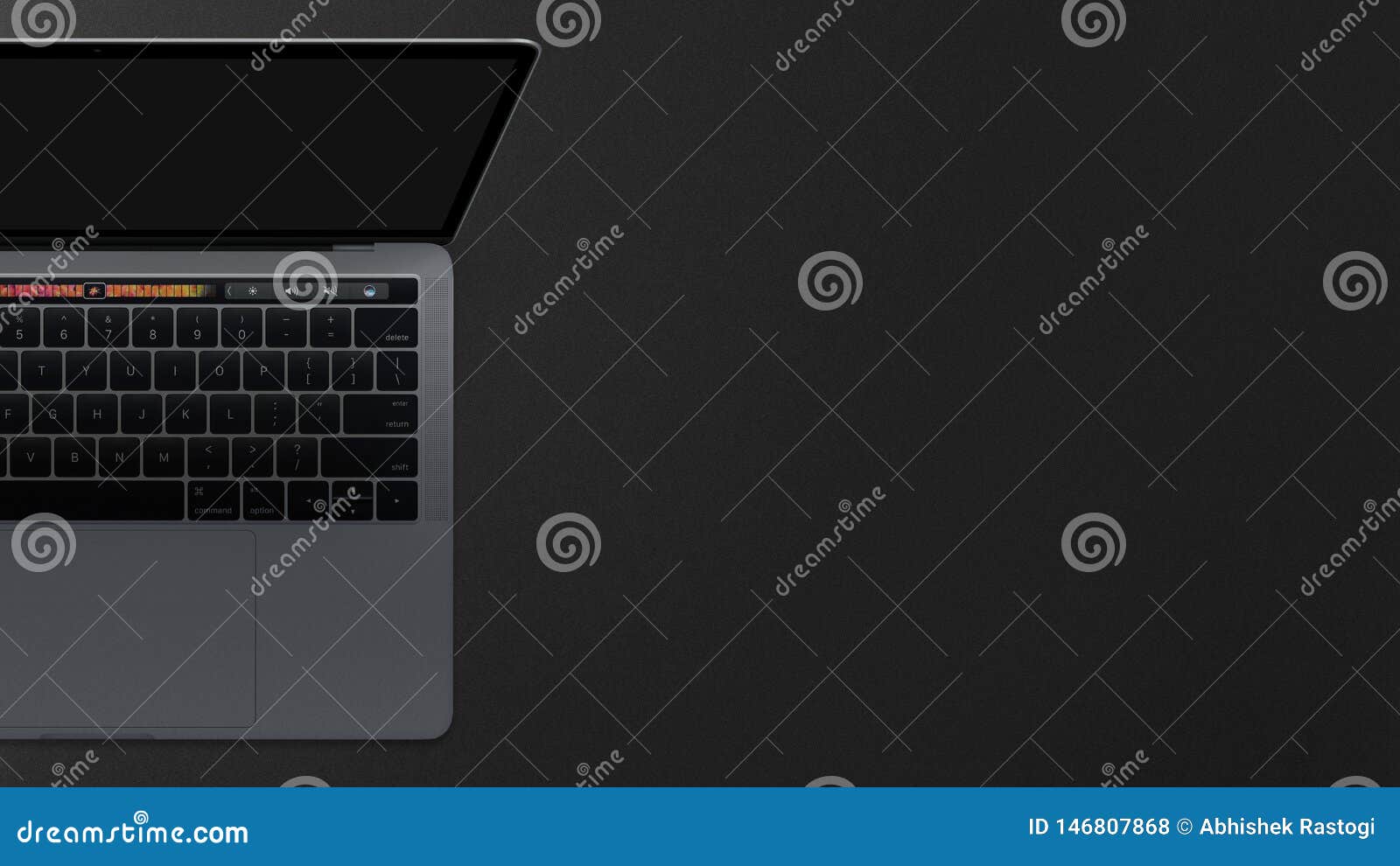 Laptop Computer Blank Screen Work Table Dark Background Stock Photo ...