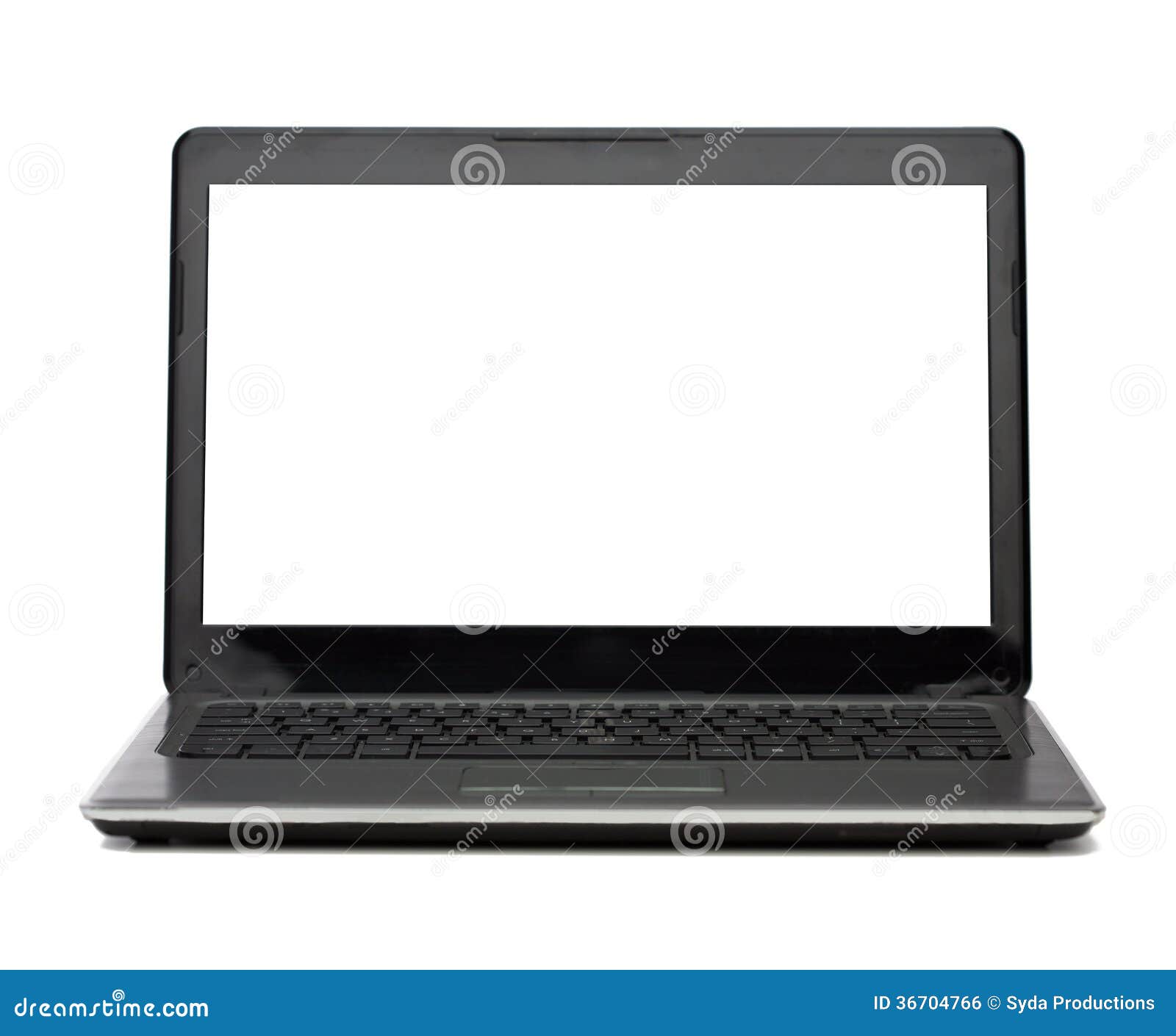 Laptop Computer with Blank White Screen Stock Photo - Image of global ...