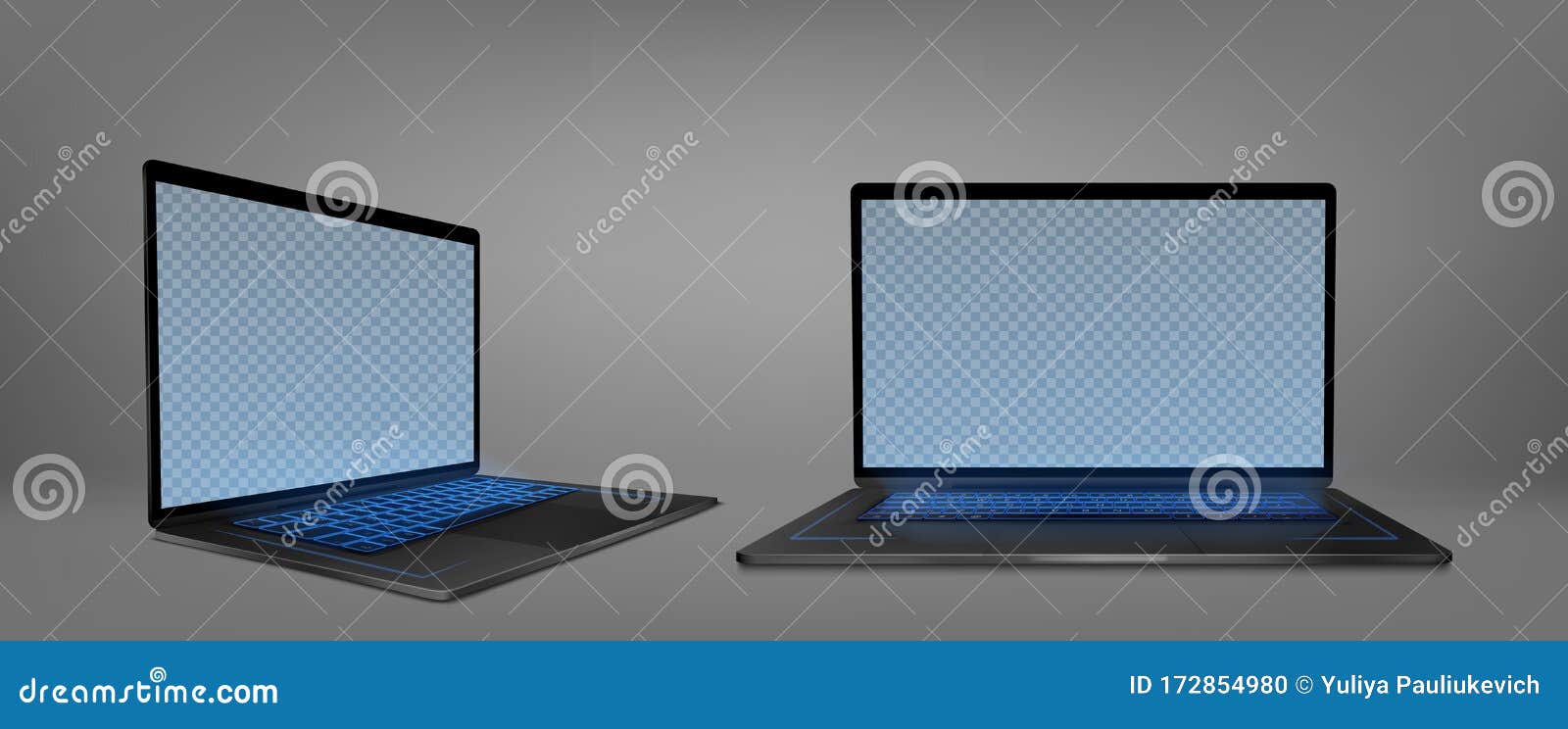 Laptop Computer with Blue Backlit Keyboard Stock Vector - Illustration ...