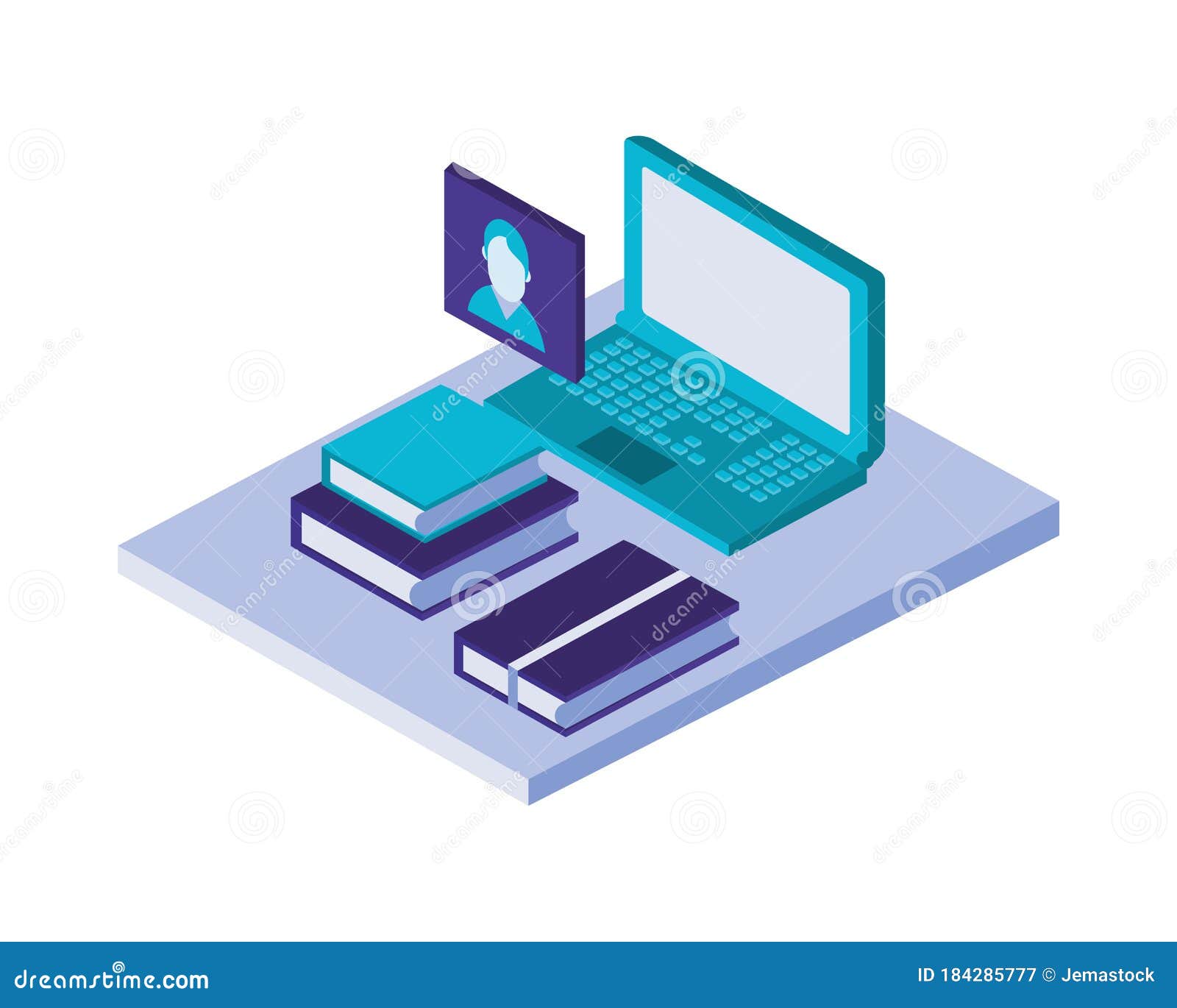 Laptop Computer with Books Icons Stock Vector - Illustration of ...