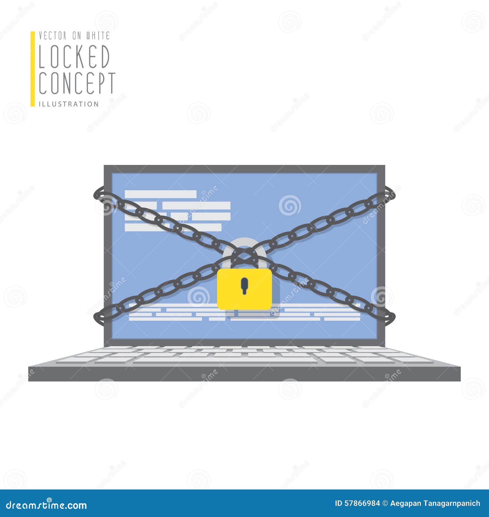 Laptop Computer are Bound with Chains and Locked with a Padlock Stock ...