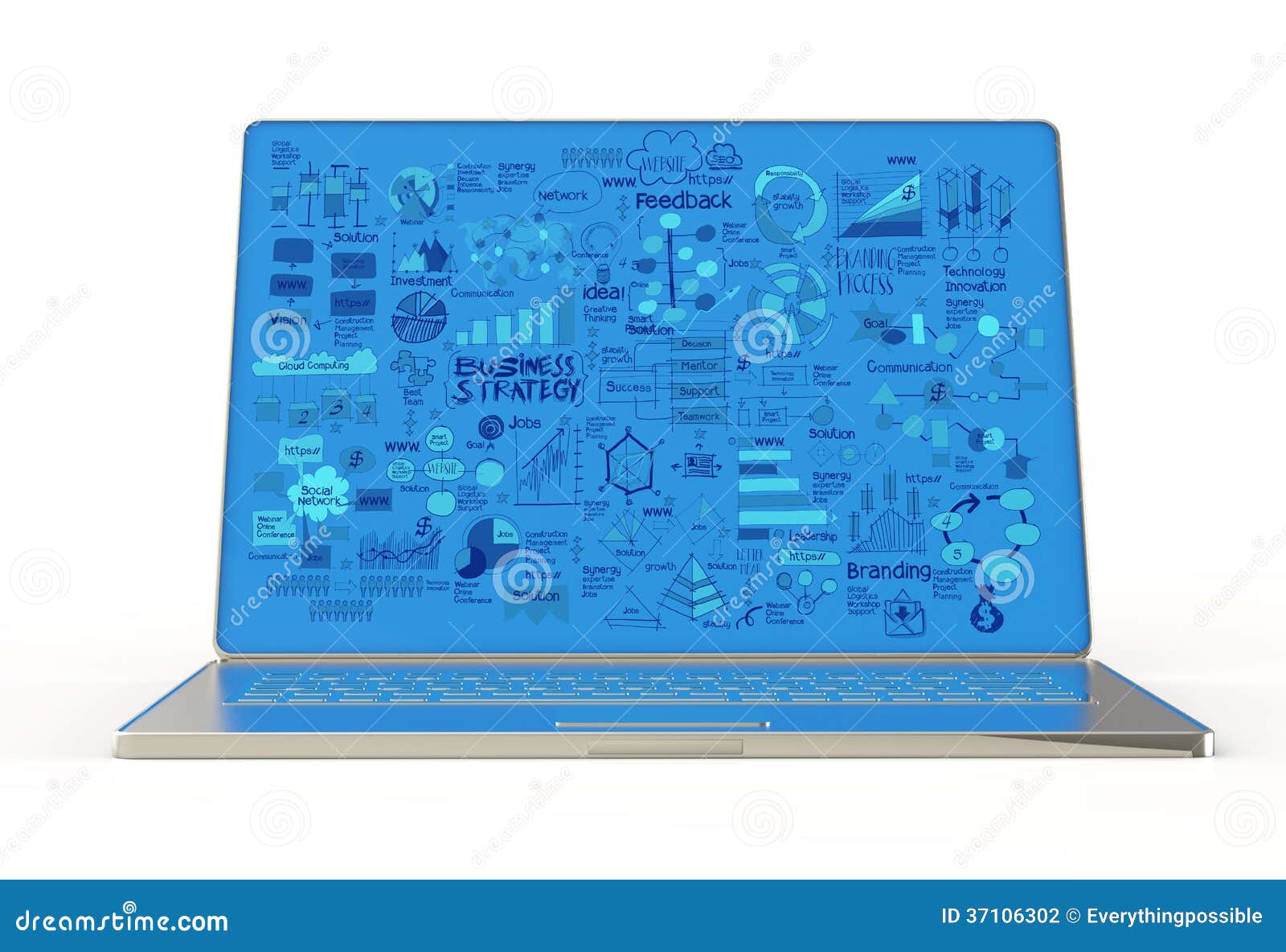Laptop Computer and Business Diagram Stock Illustration - Illustration ...